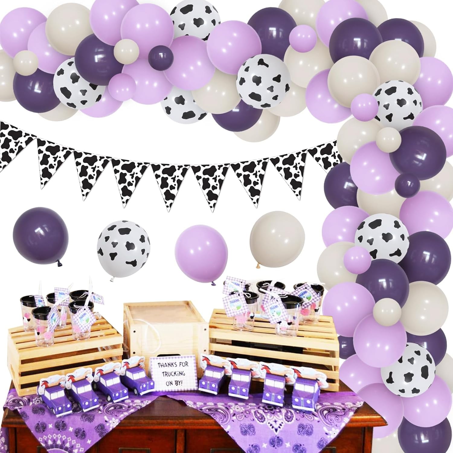 Purple Cow Party Decorations Purple Cow Balloons Garland Arch Kit with ...