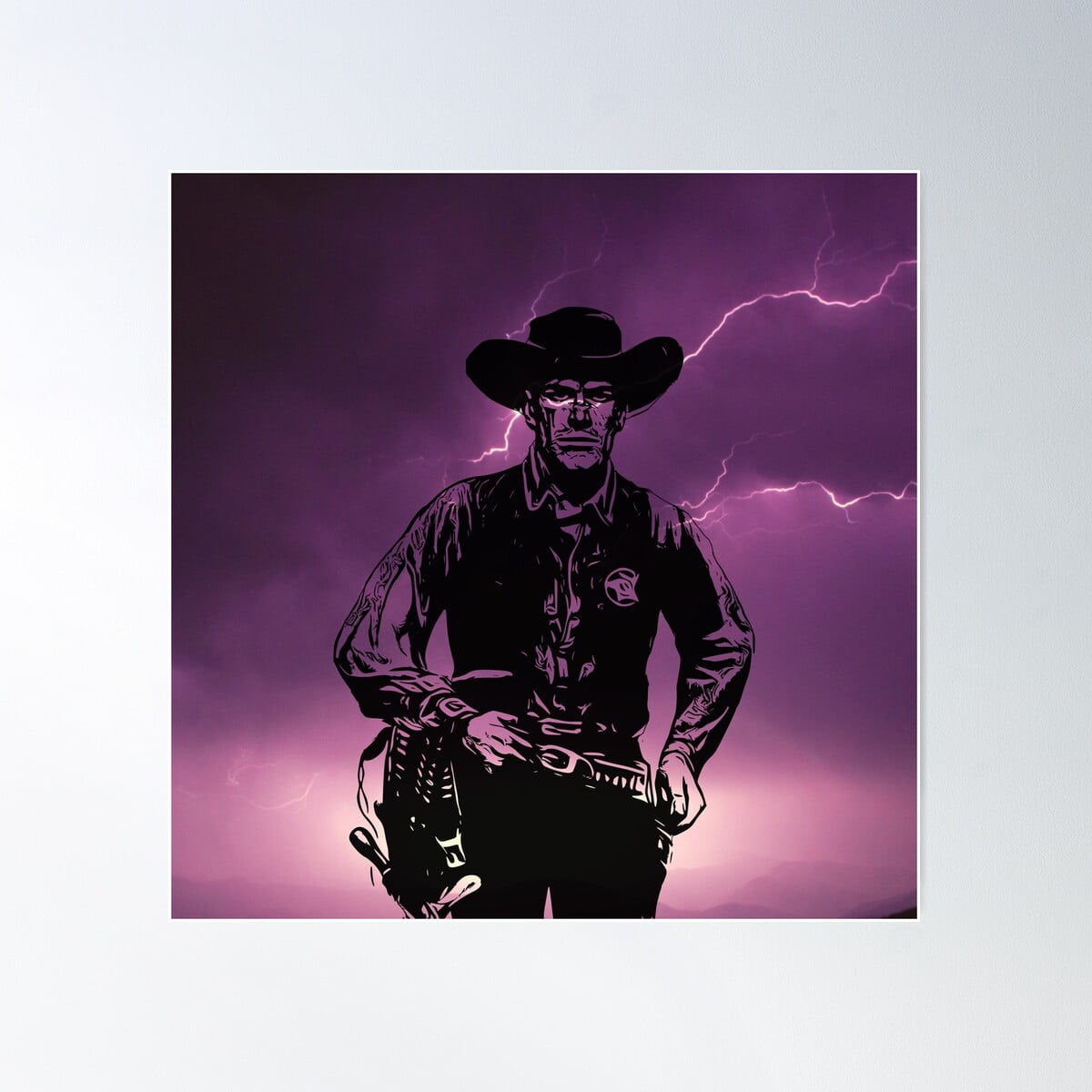 Purple Cowboy - Far West Art - Wild West Western Sheriff Poster Wall ...