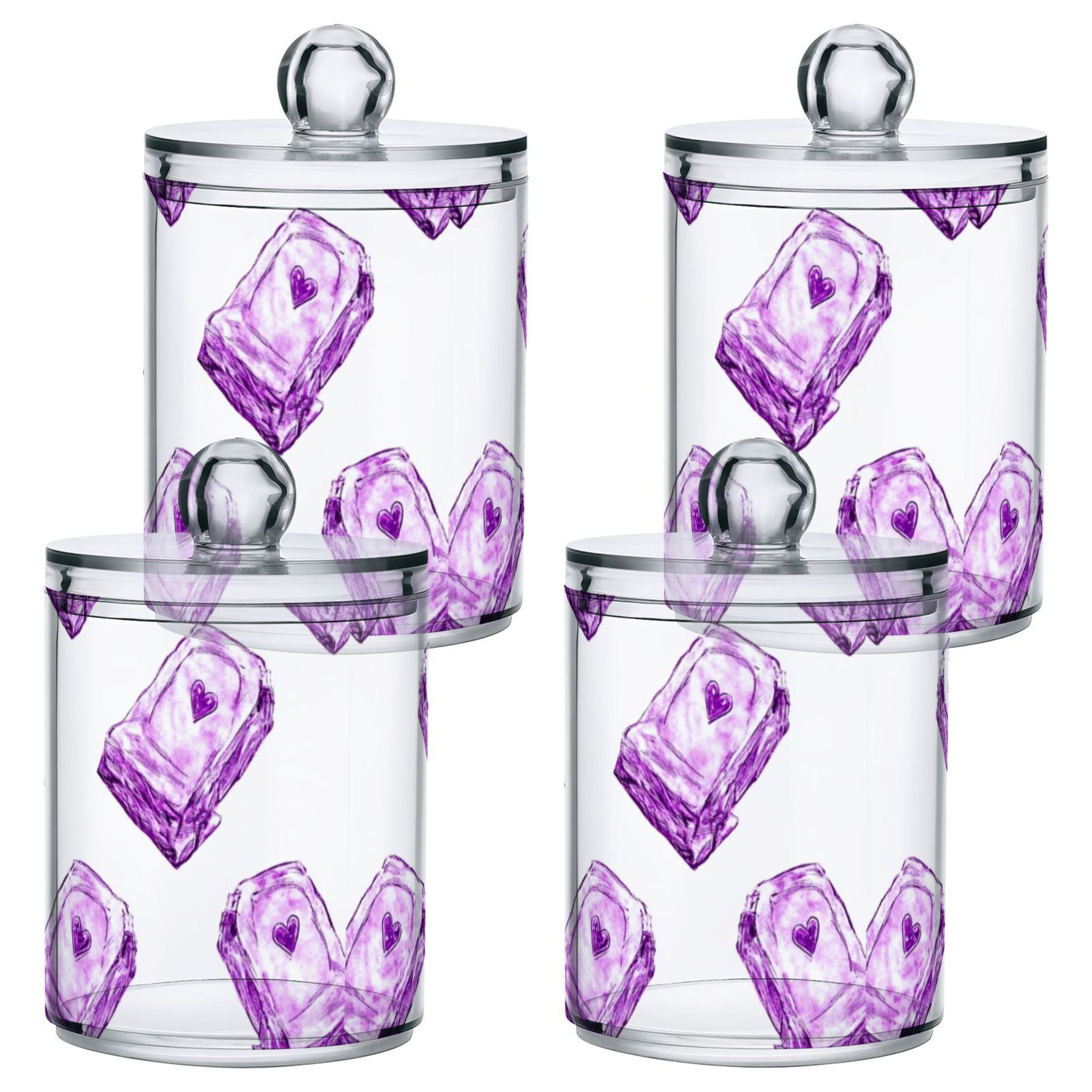 Purple Creative Tombstone Bathroom Canisters Set of 4 Translucent ...
