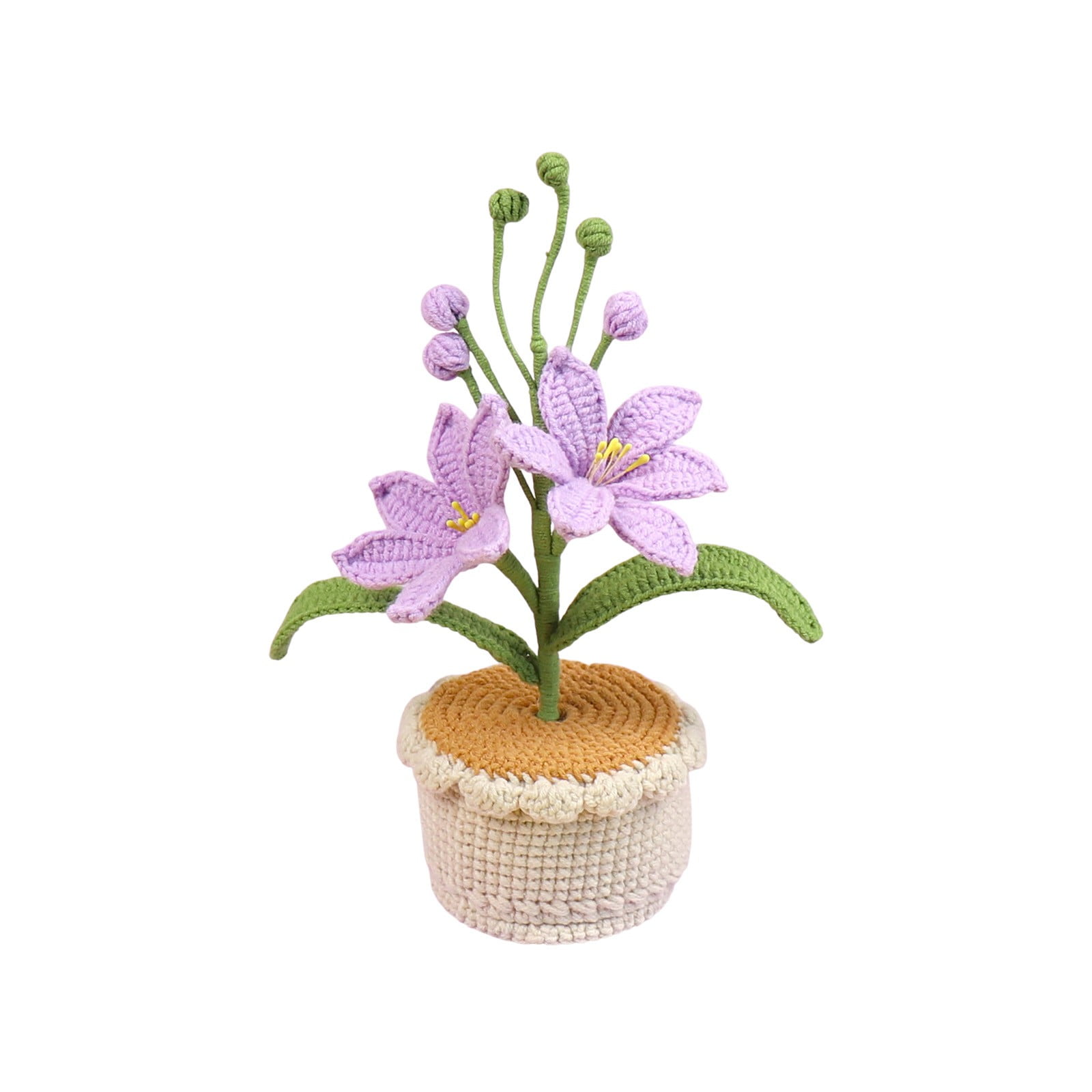 Purple Crocheted Large Potted Plant Home Decor Handmade Simulated ...
