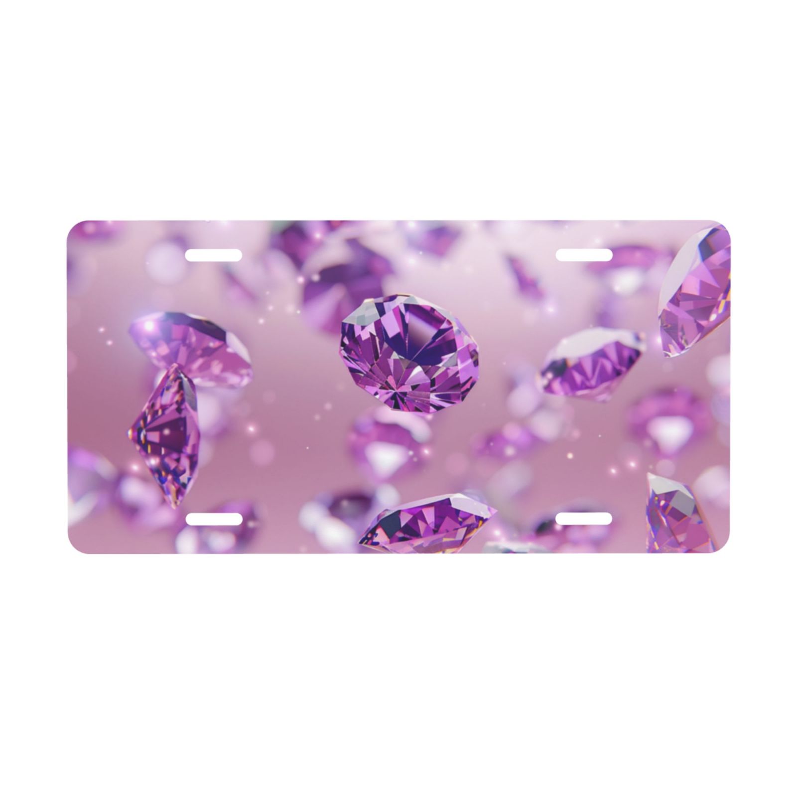 Purple Crystal License Plate 6" x 12" Decorative Metal Car Front Tag ...
