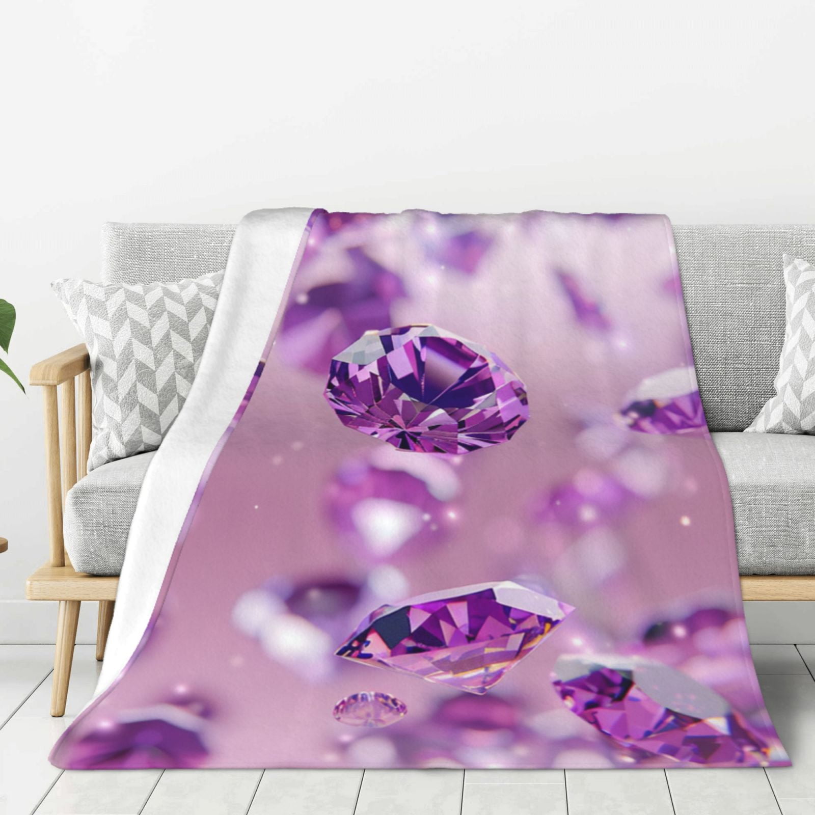 Purple Crystal Lightweight Plush Fuzzy Cozy Soft Blankets 80"X60 ...