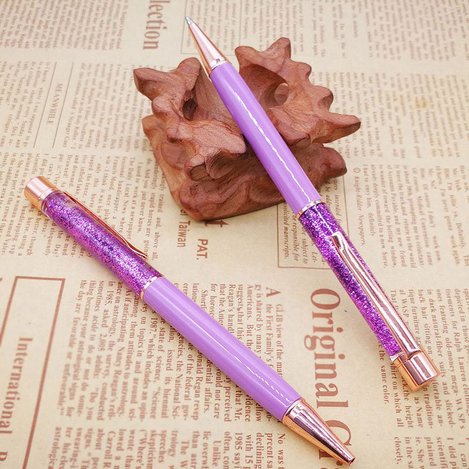 Purple Crystal Pen Diamond Ballpoint Pens Stationery Pen Oily Lovely ...