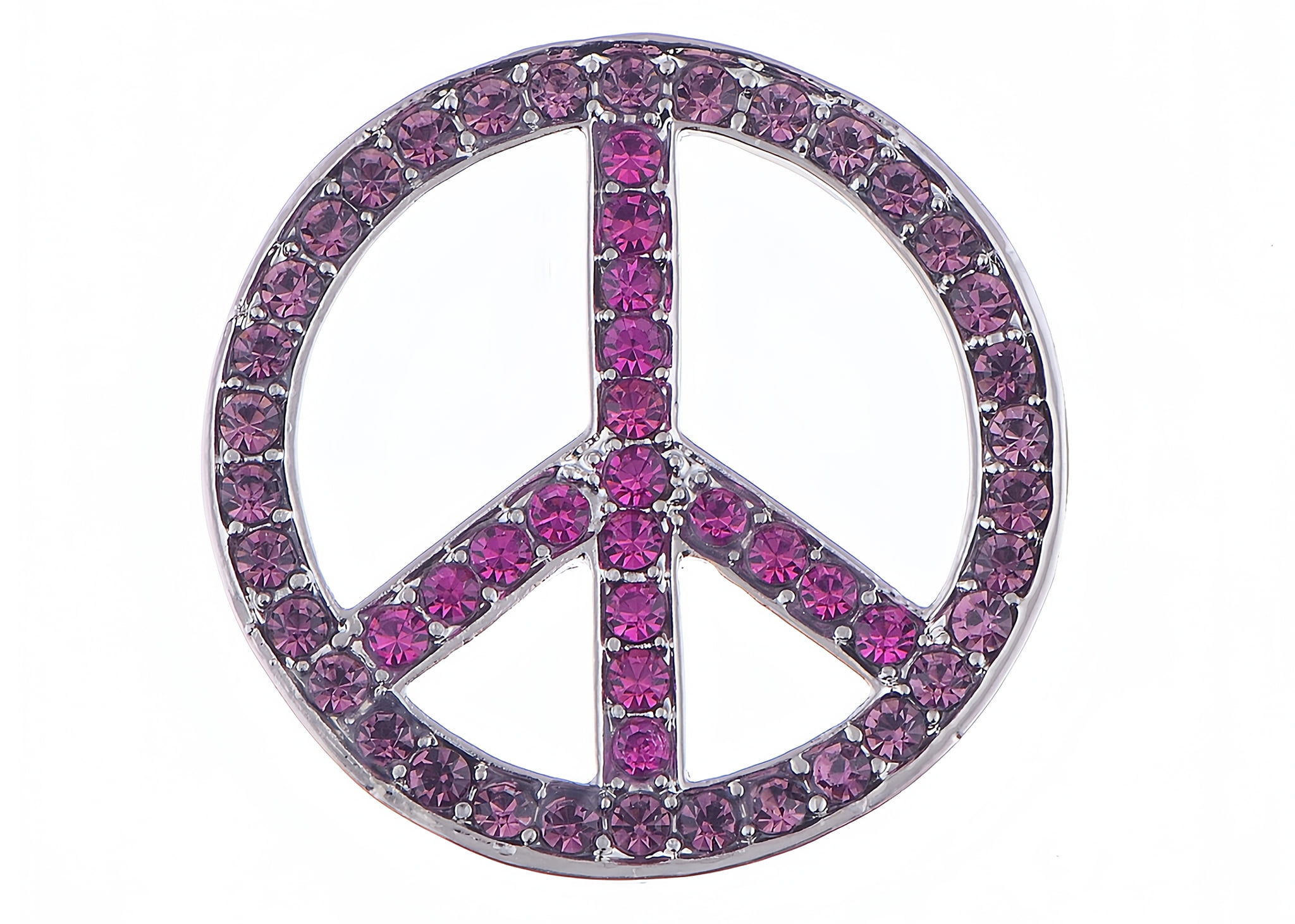 Purple Crystal Rhinestone Peace Sign Pin Fashion Jewelry Brooch ...