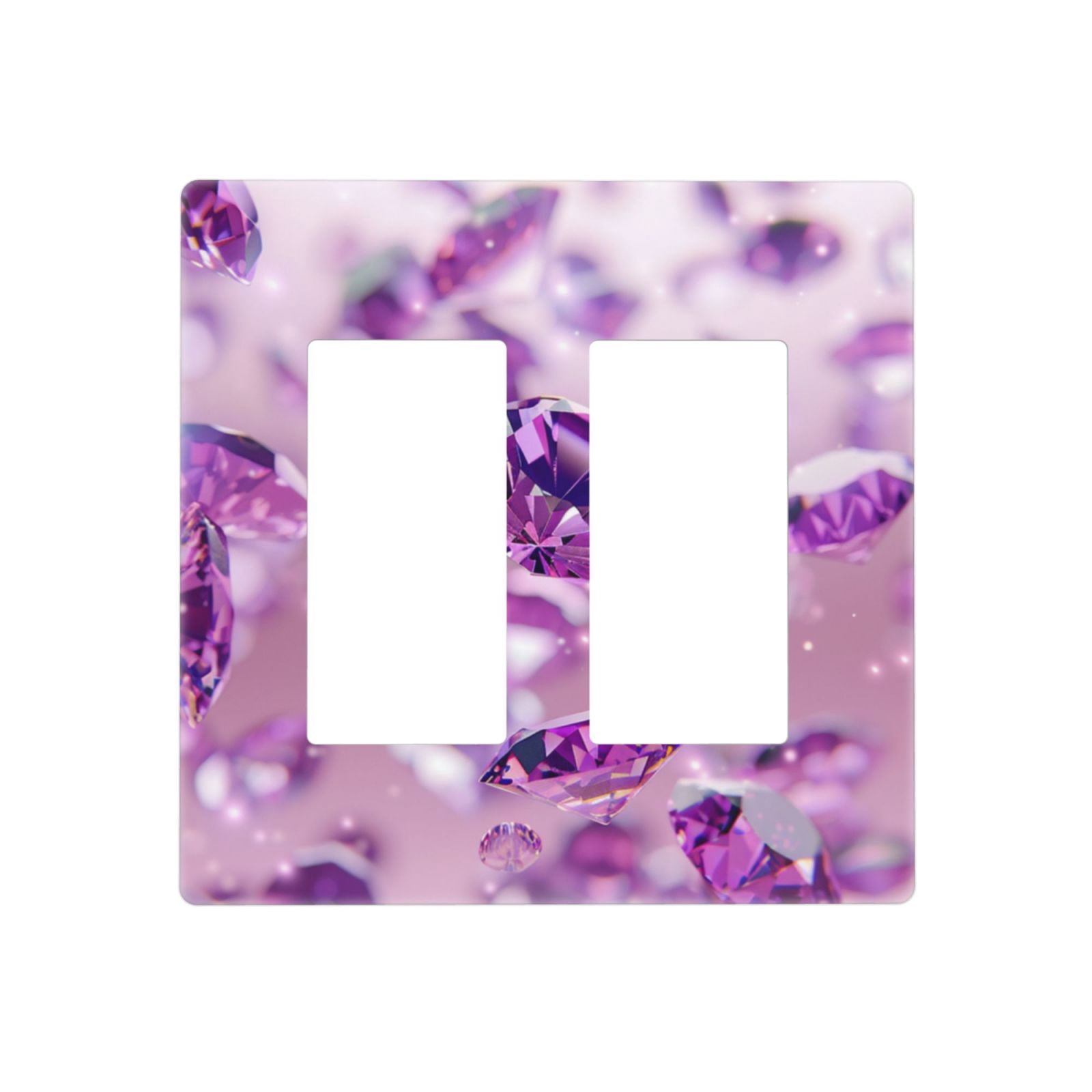 Purple Crystal Switch Cover Decorative Wall Plate / 2-Gang Screwless ...