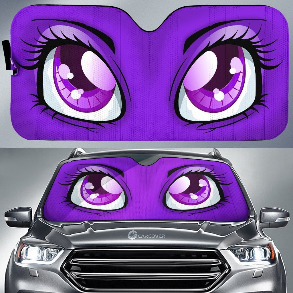 Purple Cute Car Eyes Sun Shade Custom Cool Car Accessories, Car ...