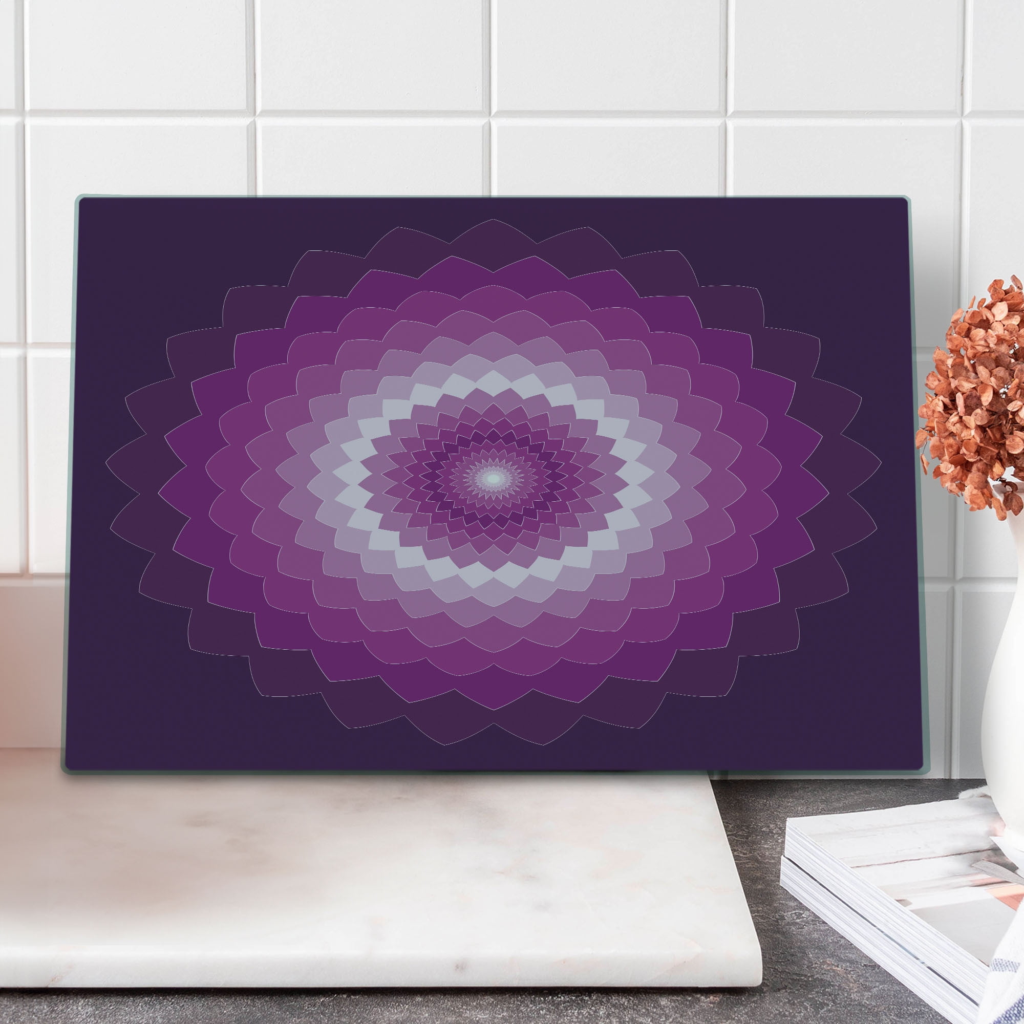 Purple Cutting Board, Graphic Carnation Flower Optical Illusion ...