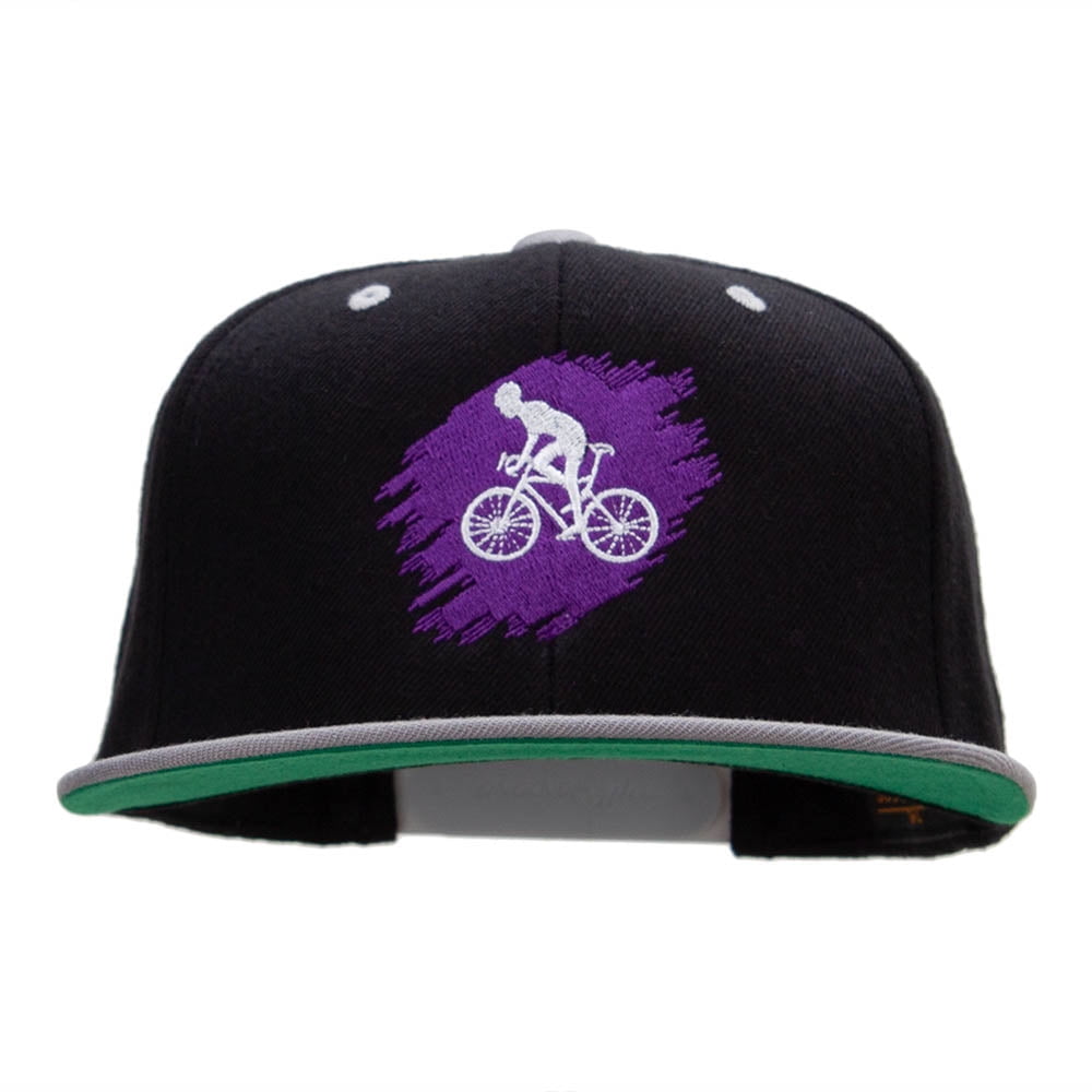 Purple Cyclist Embroidered Wool Blend Classic Snapback - Black Silver ...