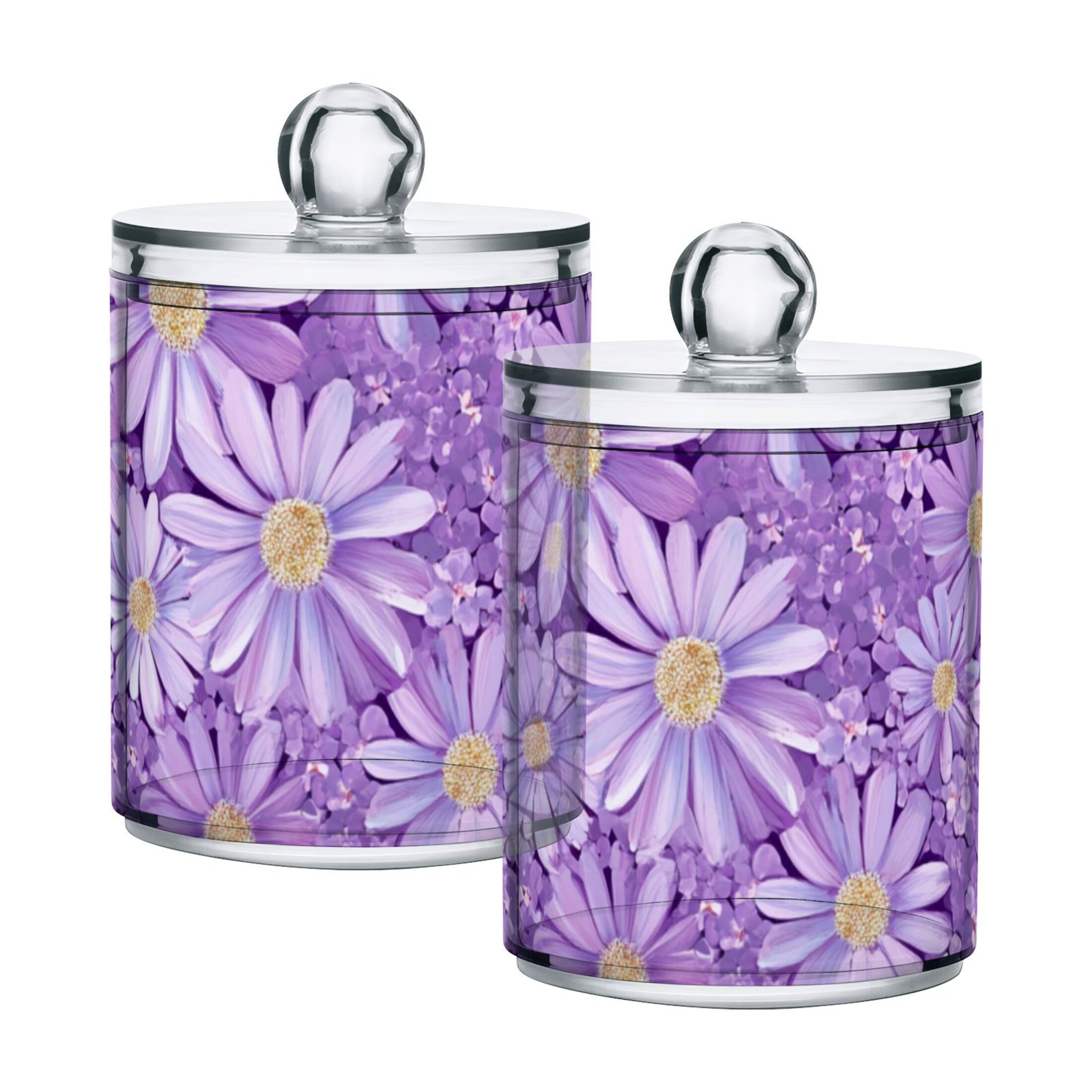 Purple Daisies Translucent Plastic Cans Storage Canisters with Lid Set ...