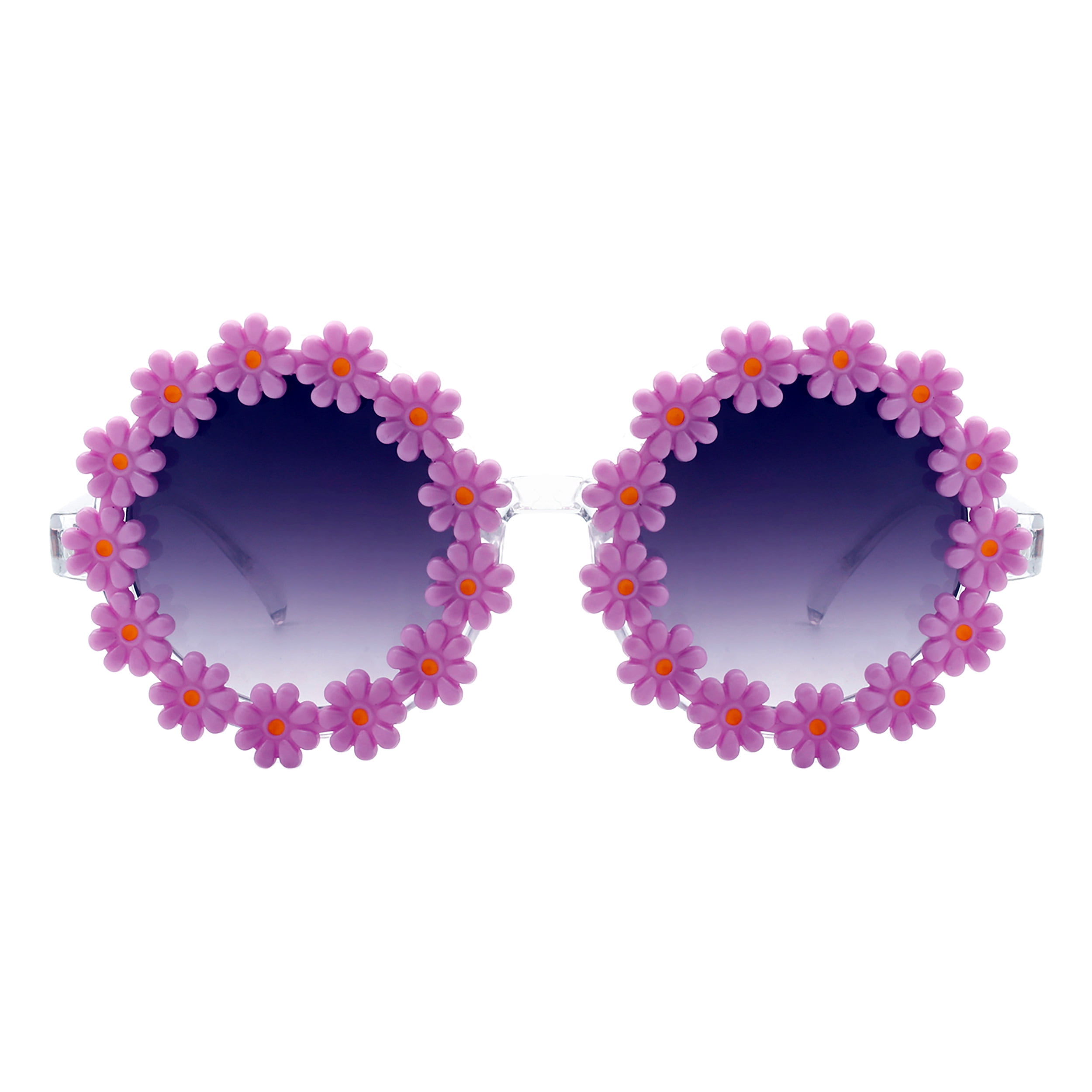 Purple Daisy Flower Sunglasses Round Oversized Festival Floral Shades ...