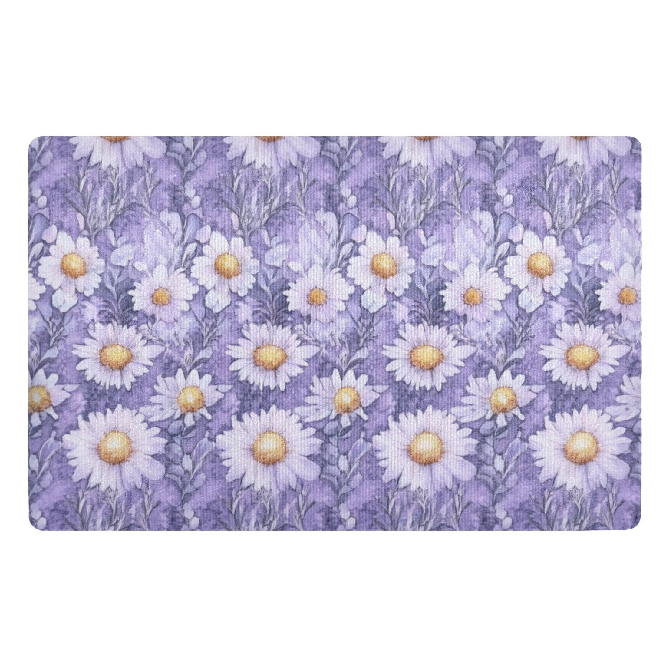 Purple Daisy Pattern Floor Door Mat Outdoor Indoor for Home Entrance ...