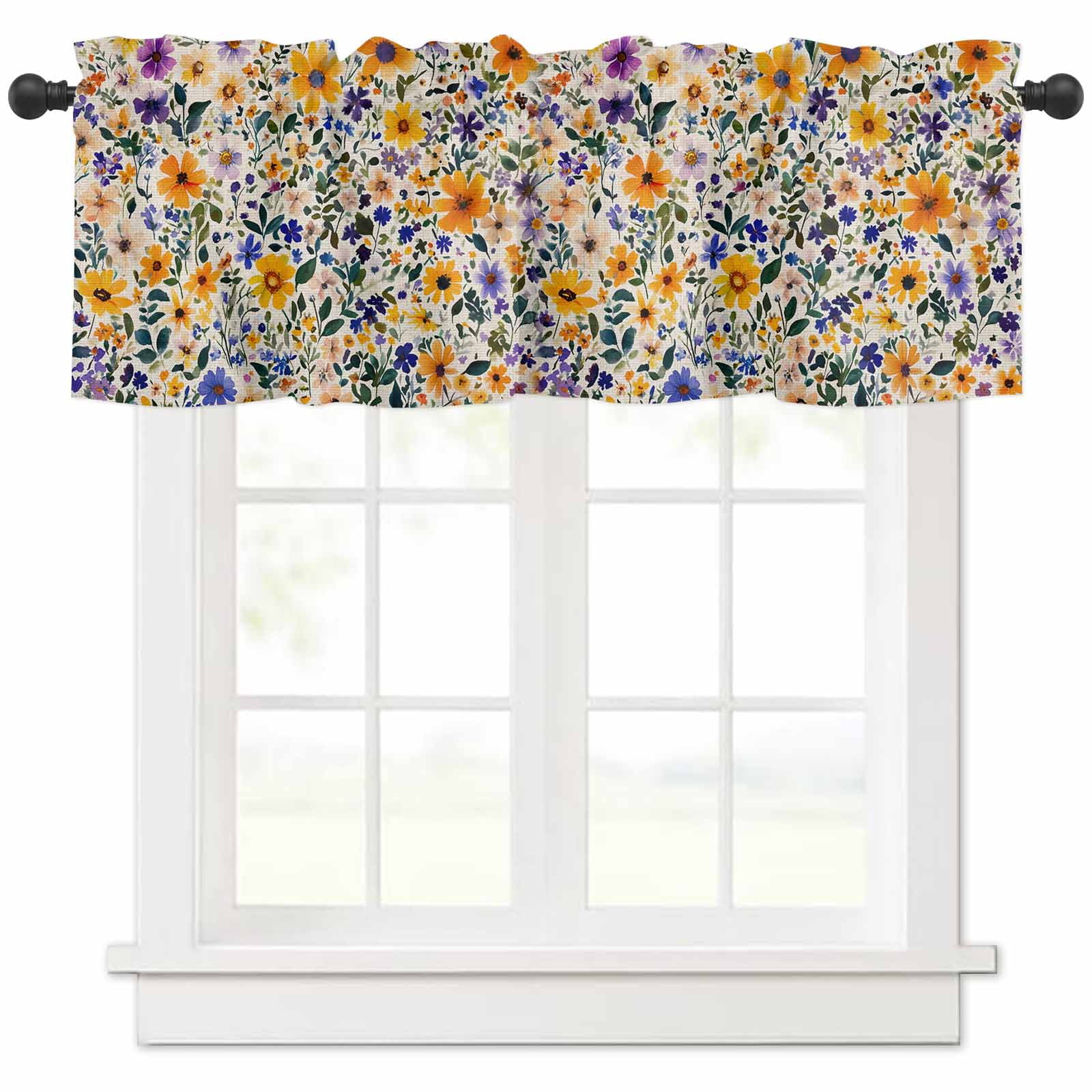 Purple Daisy Valances for Windows Farmhouse Kitchen Curtains Valances ...