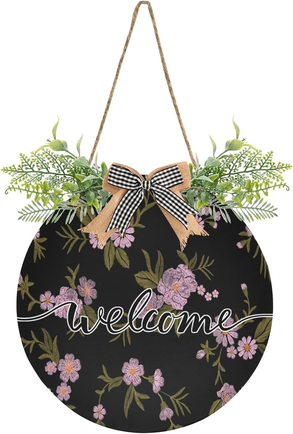 Purple Daisy Welcome Sign Farmhouse Front Porch Door Hanging Welcome ...