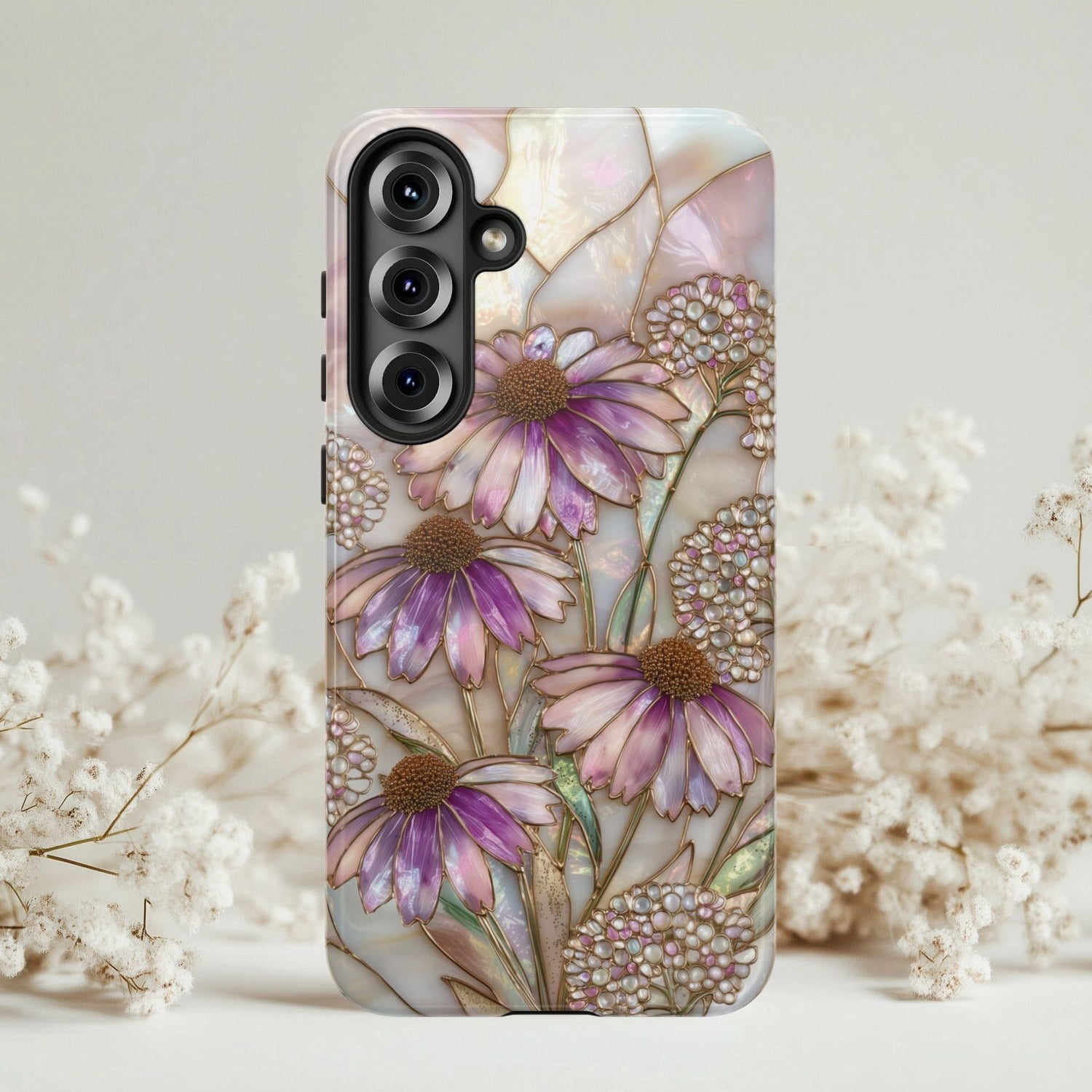 Purple Daisy and Hydrangea Floral Tough Phone Case for Apple iPhone ...