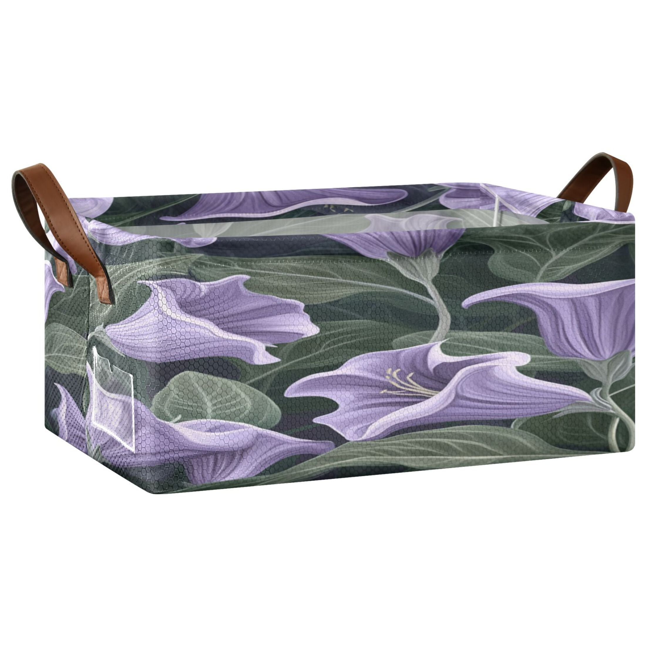 Purple Datura Stramonium Storage Basket Soccer Plaid Fabric Hoard Box ...