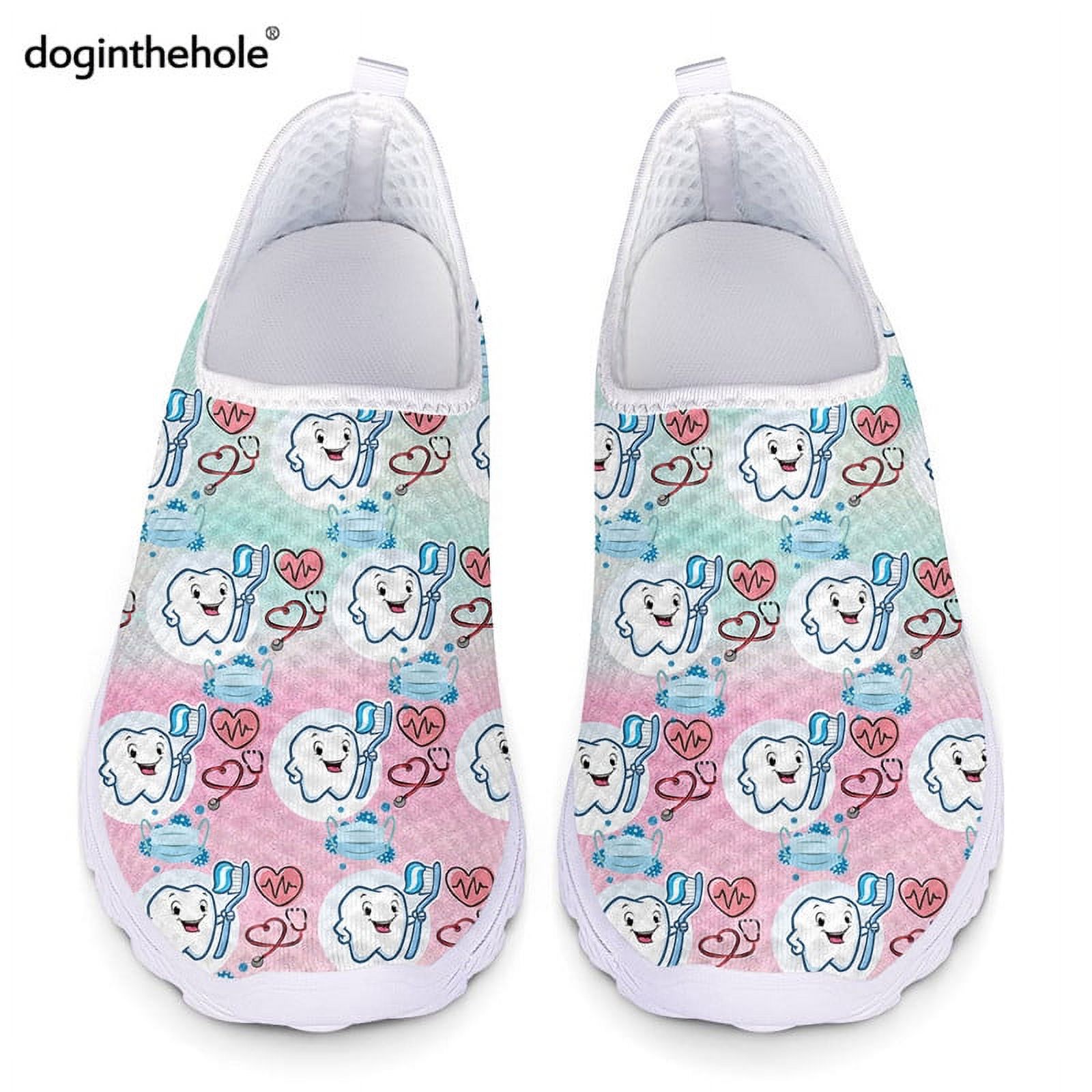 Purple Dental Design Flat Shoes for Women Cute Cartoon Teeth Pattern ...