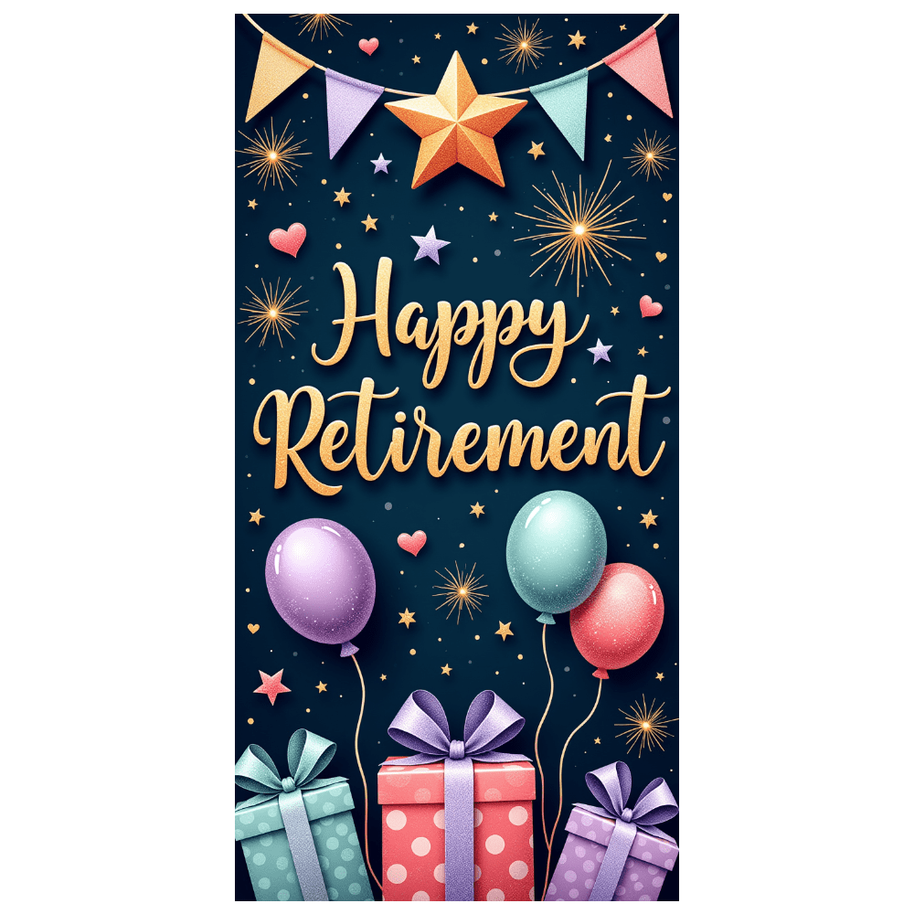 Purple Design Happy Retirement Banner Gift Decoration Balloon ...