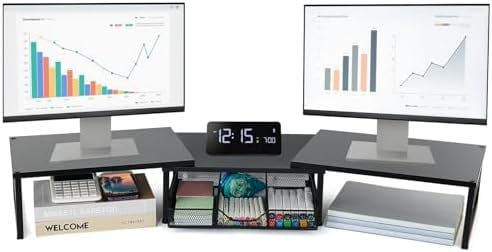 Purple Desk Organizers and Accessories, Dual Computer Monitor Stand ...