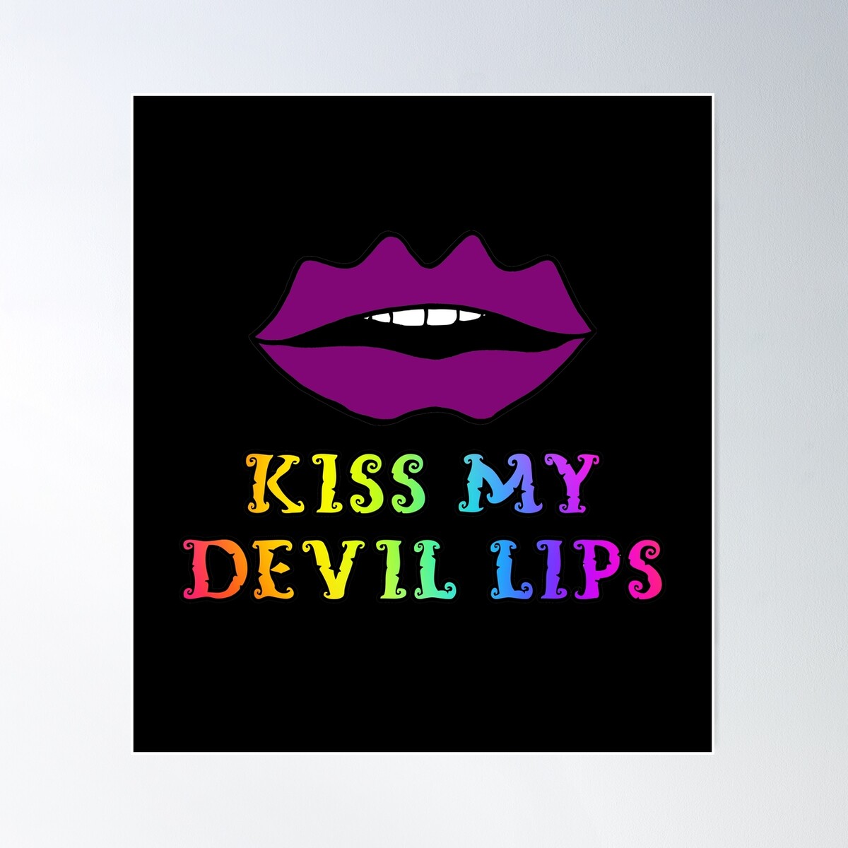 Purple Devil Lips Poster Wall Art, Modern Wall Decor For Living Room ...