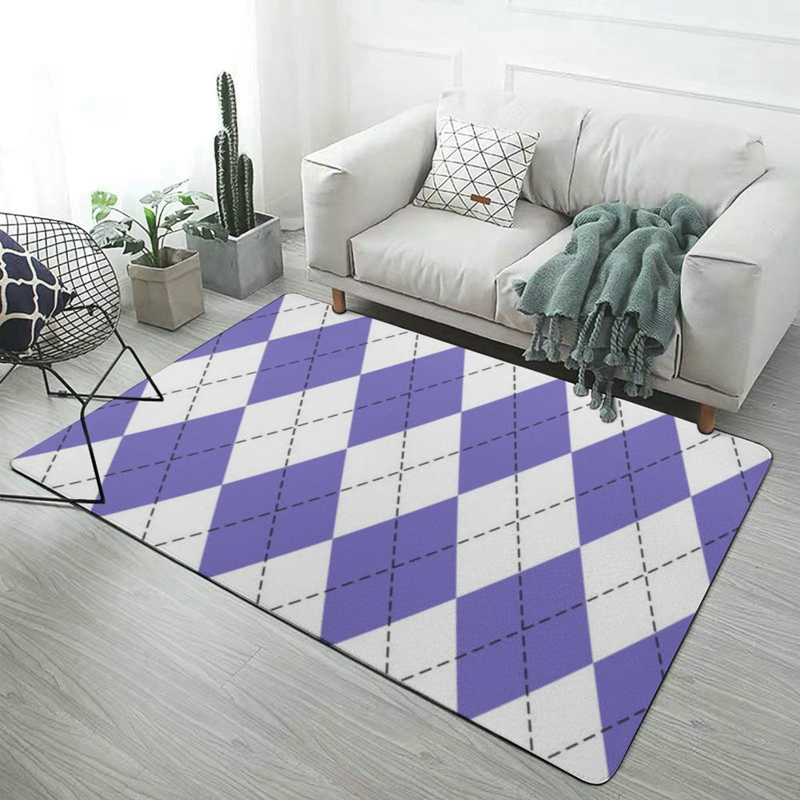 Purple Diamond Grid Color Carpet for Home Decoration Rugs for Bedroom ...