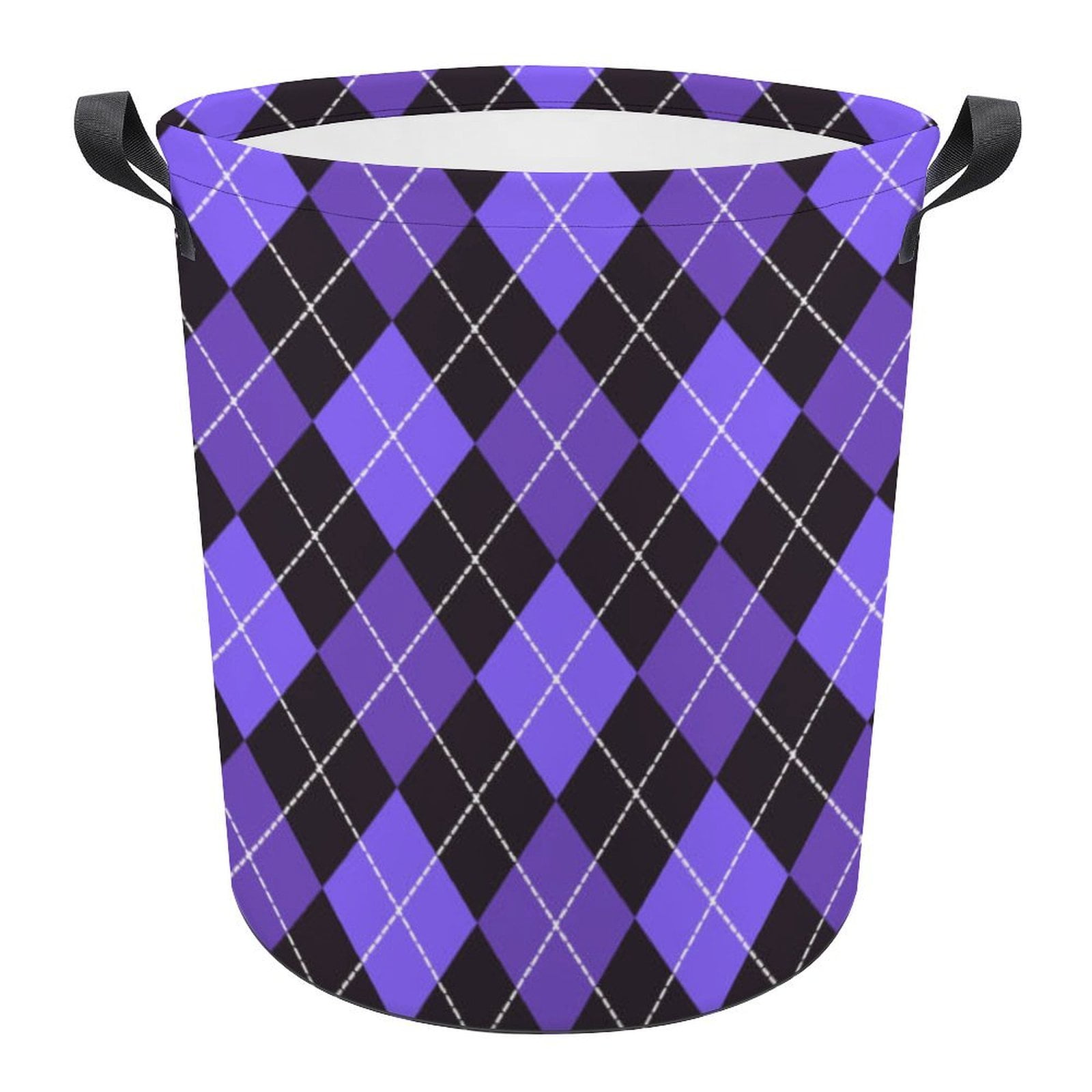 Purple Diamond Grid Color Print Foldable Laundry Basket for Clothes ...