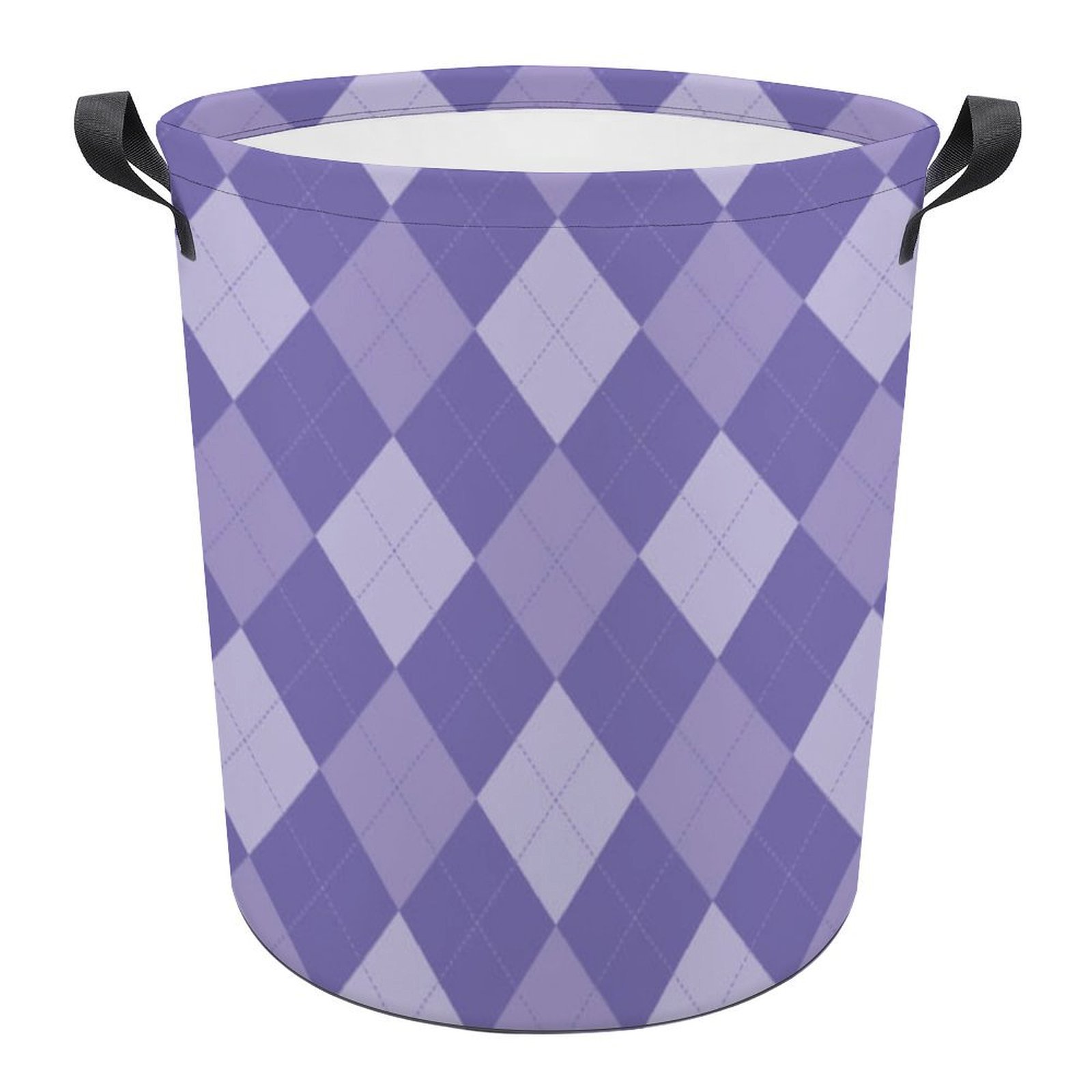 Purple Diamond Grid Color Print Foldable Laundry Basket for Clothes ...