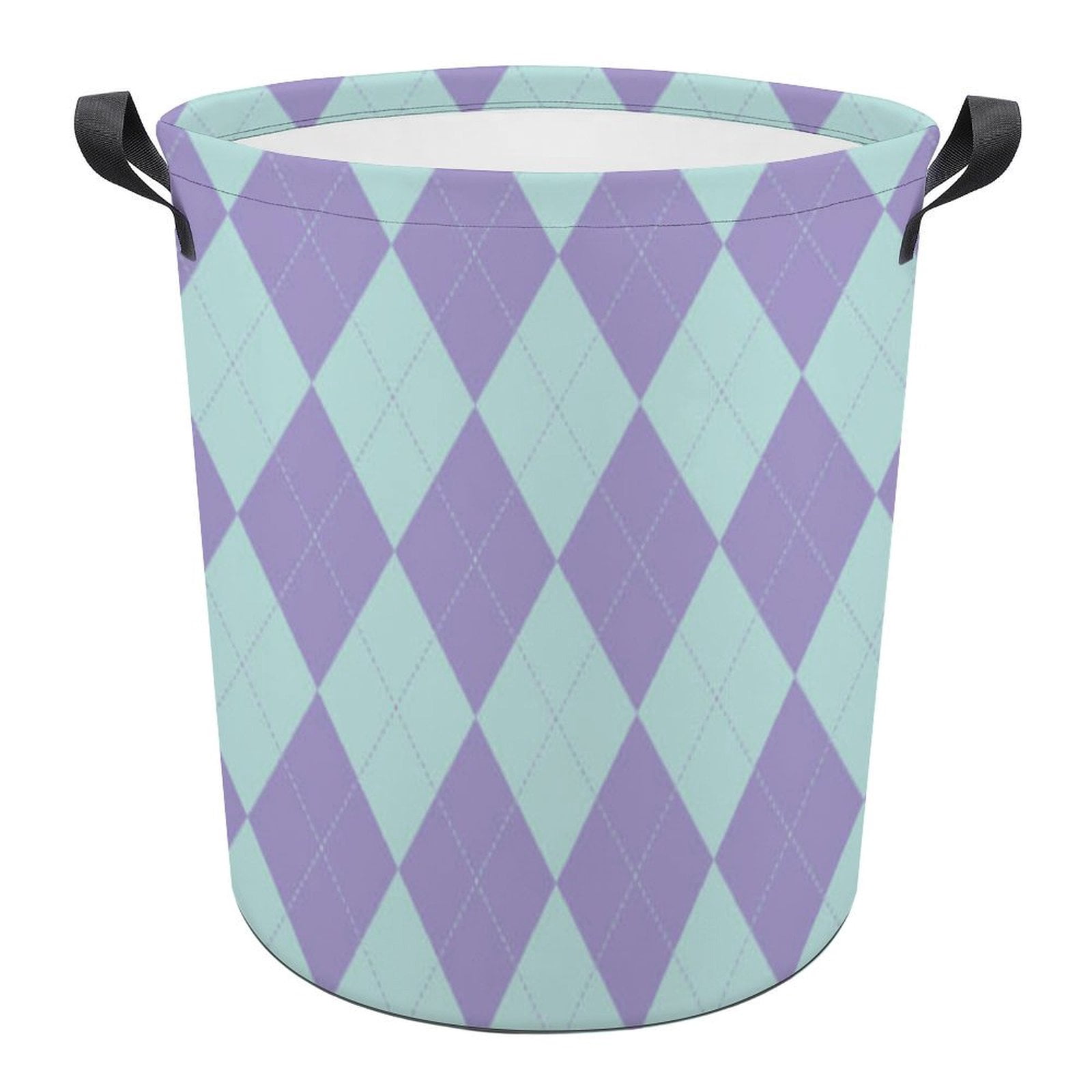 Purple Diamond Grid Color Print Foldable Laundry Basket for Clothes ...