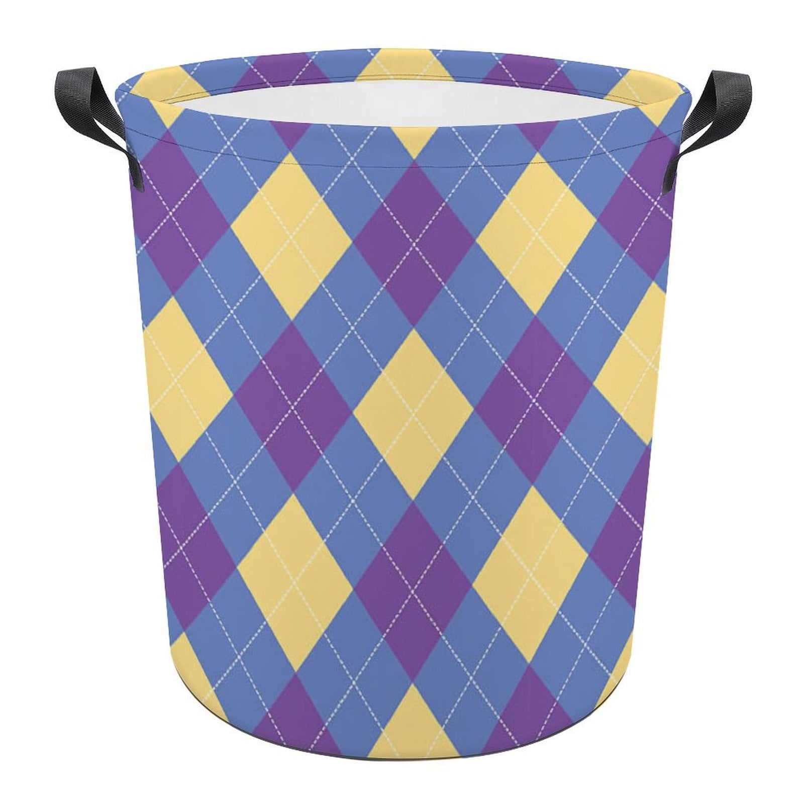 Purple Diamond Grid Color Print Foldable Laundry Basket for Clothes ...