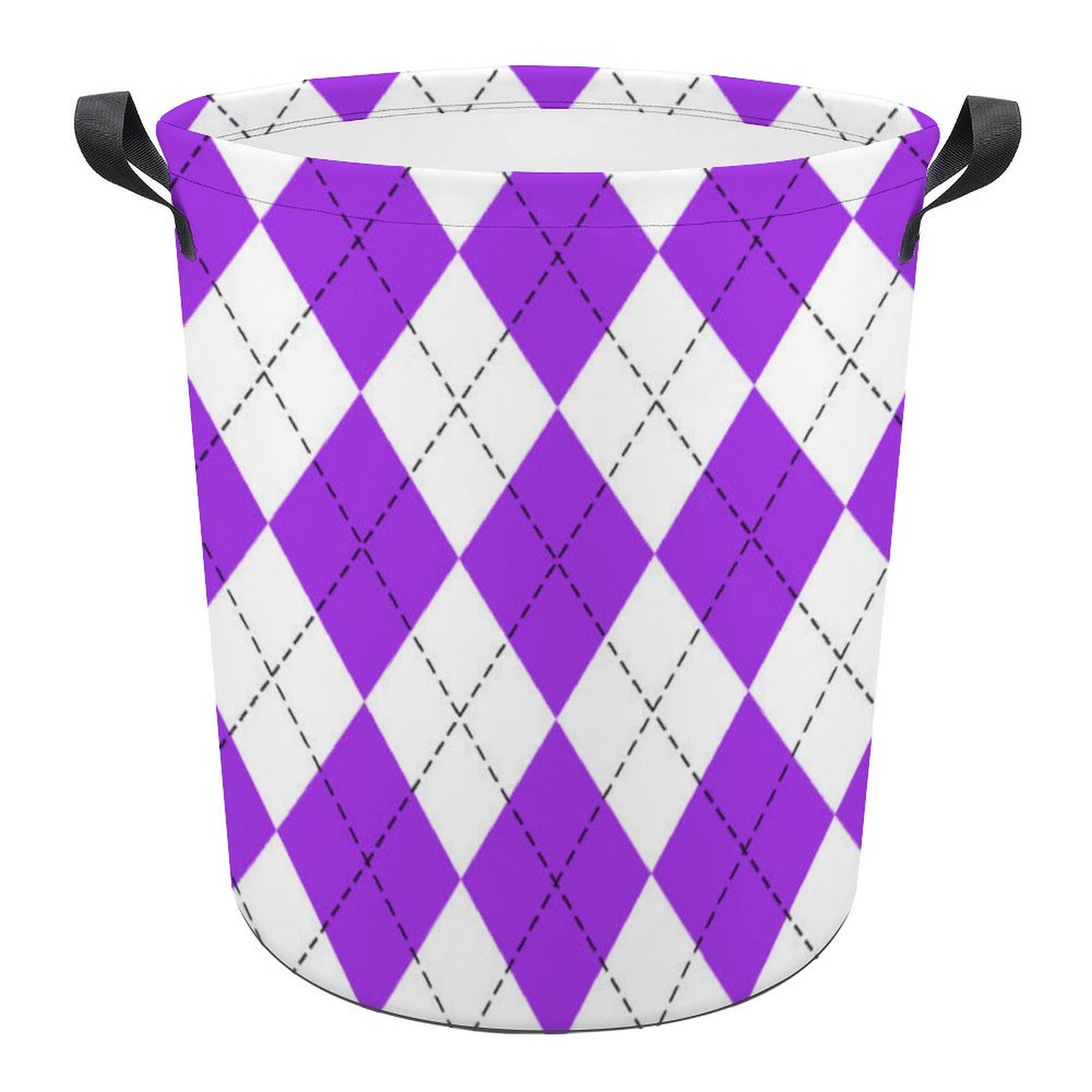 Purple Diamond Grid Color Print Foldable Laundry Basket for Clothes ...