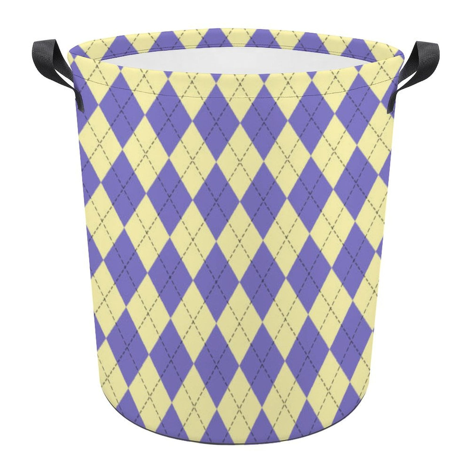 Purple Diamond Grid Color Print Foldable Laundry Basket for Clothes ...