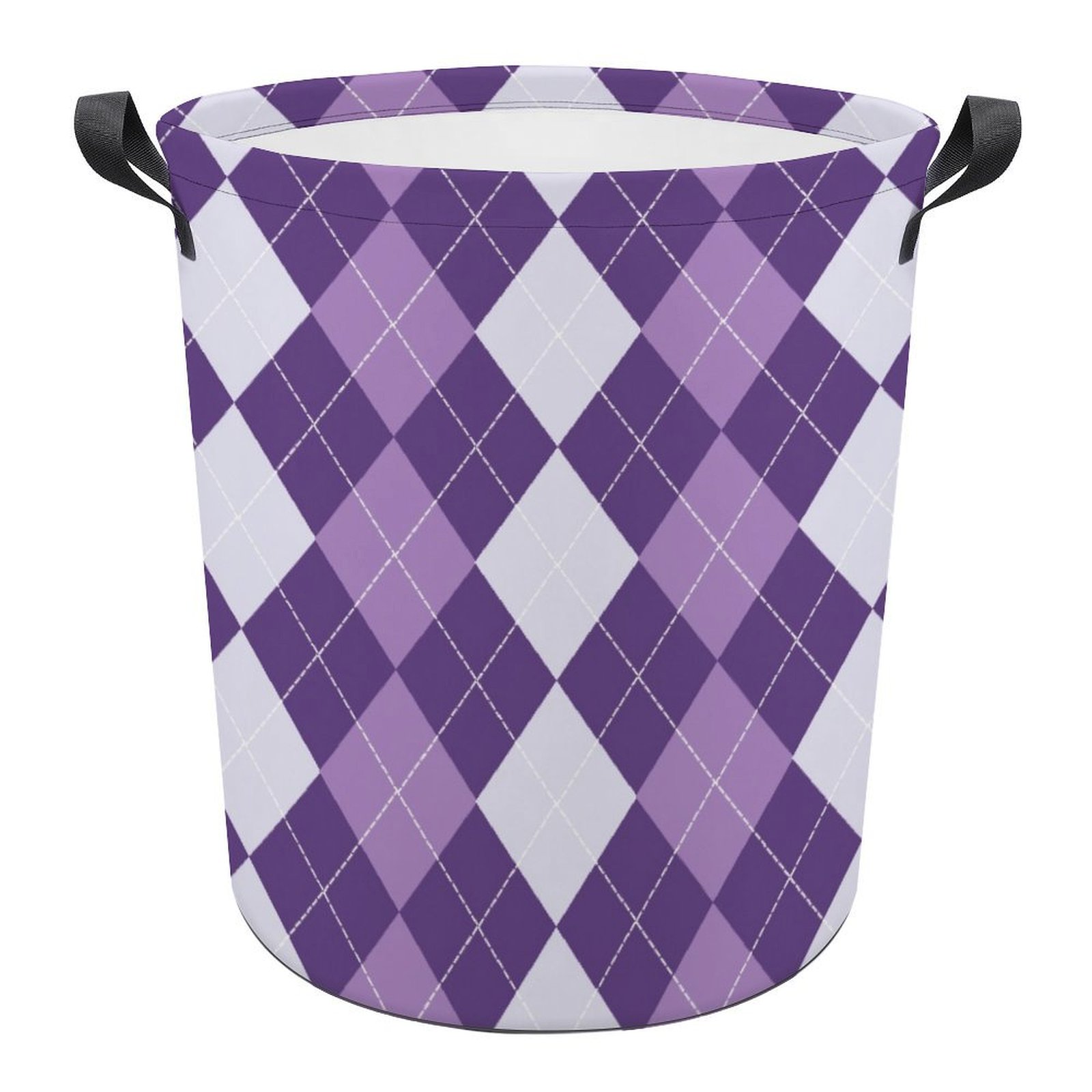 Purple Diamond Grid Color Print Foldable Laundry Basket for Clothes ...