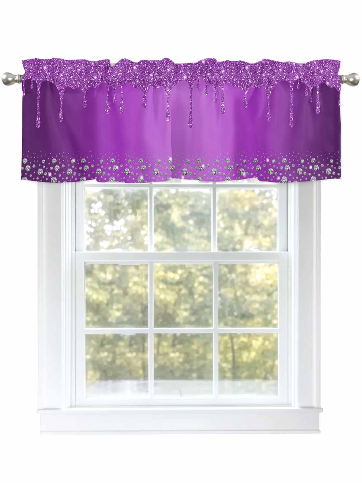 Purple Diamond Valances for Windows, Rod Pocket Kitchen Valance ...