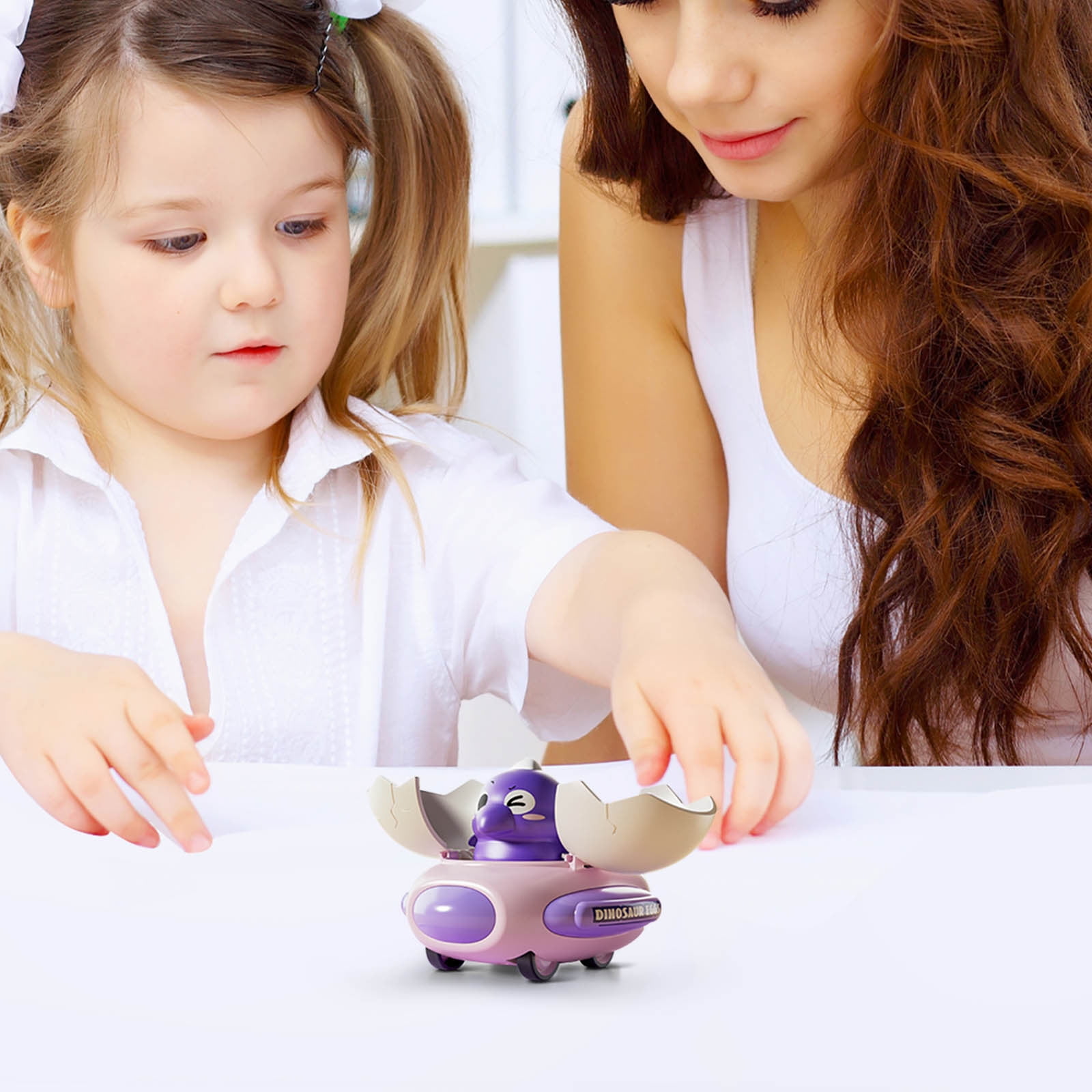 Purple Dinosaur Egg Hatch Push Car Toy Inertia Powered Dino Vehicle For Kids 3+ Educational ...