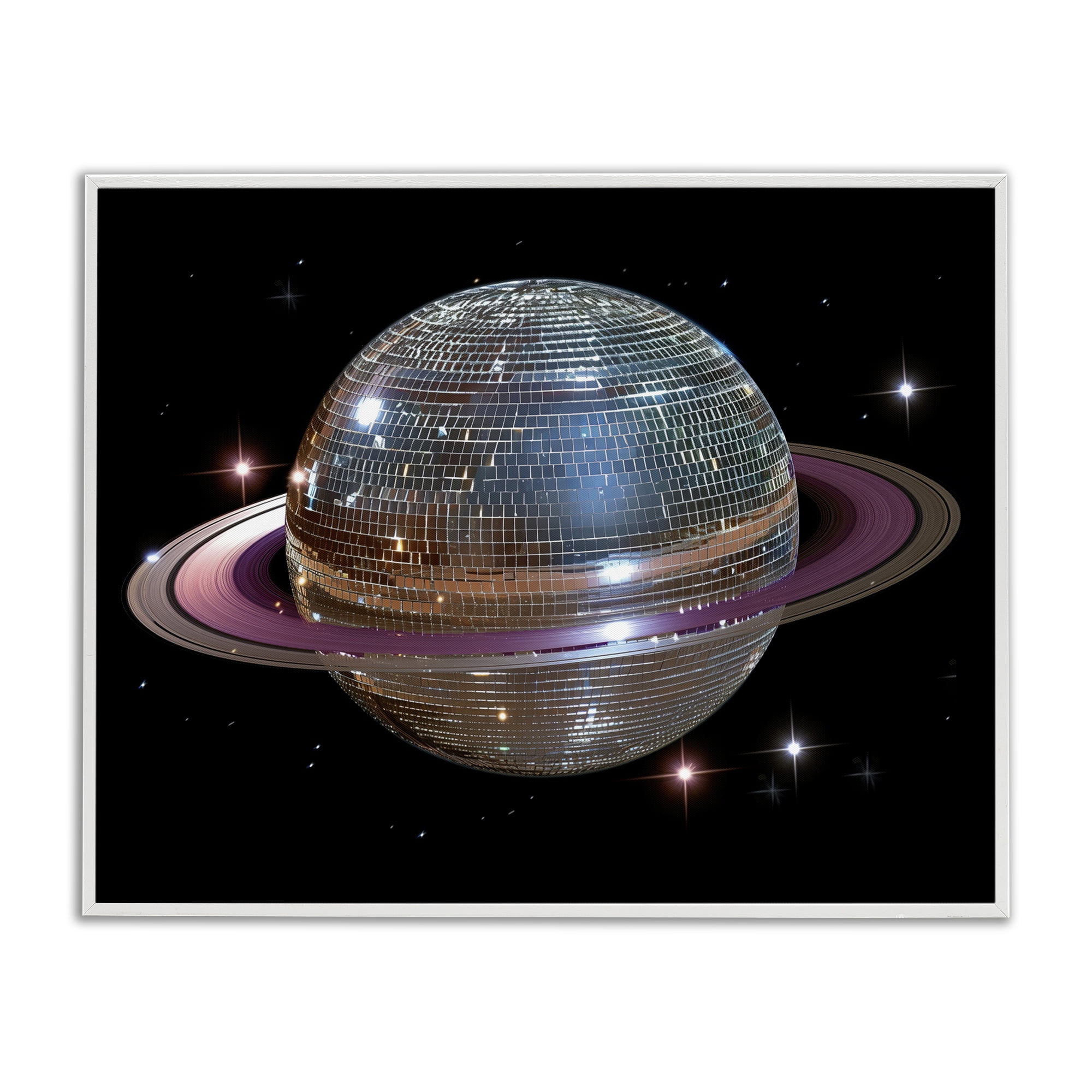 Purple Disco Ball Planet White Framed Giclee Art, design by Decent ...