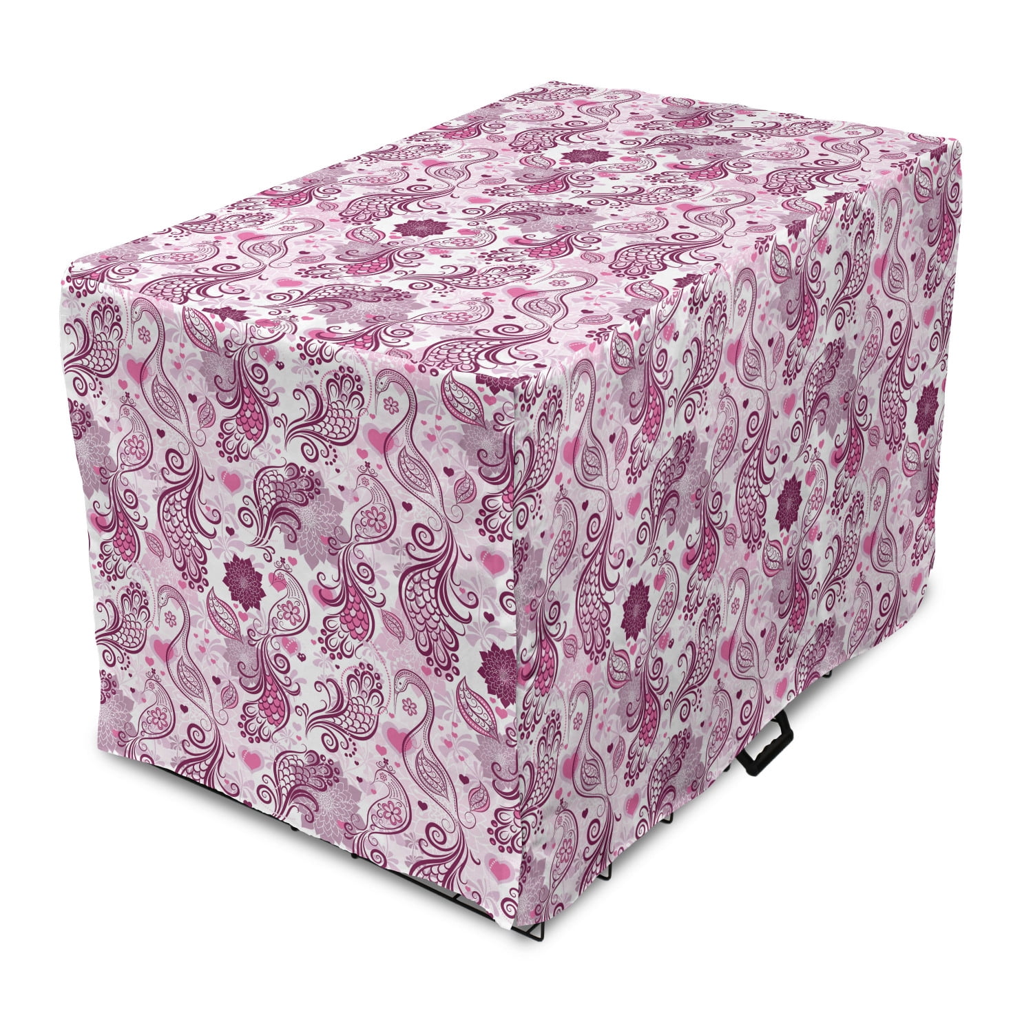 Purple Dog Crate Cover, Scales Swirls and Hearts in Romantic Depiction ...