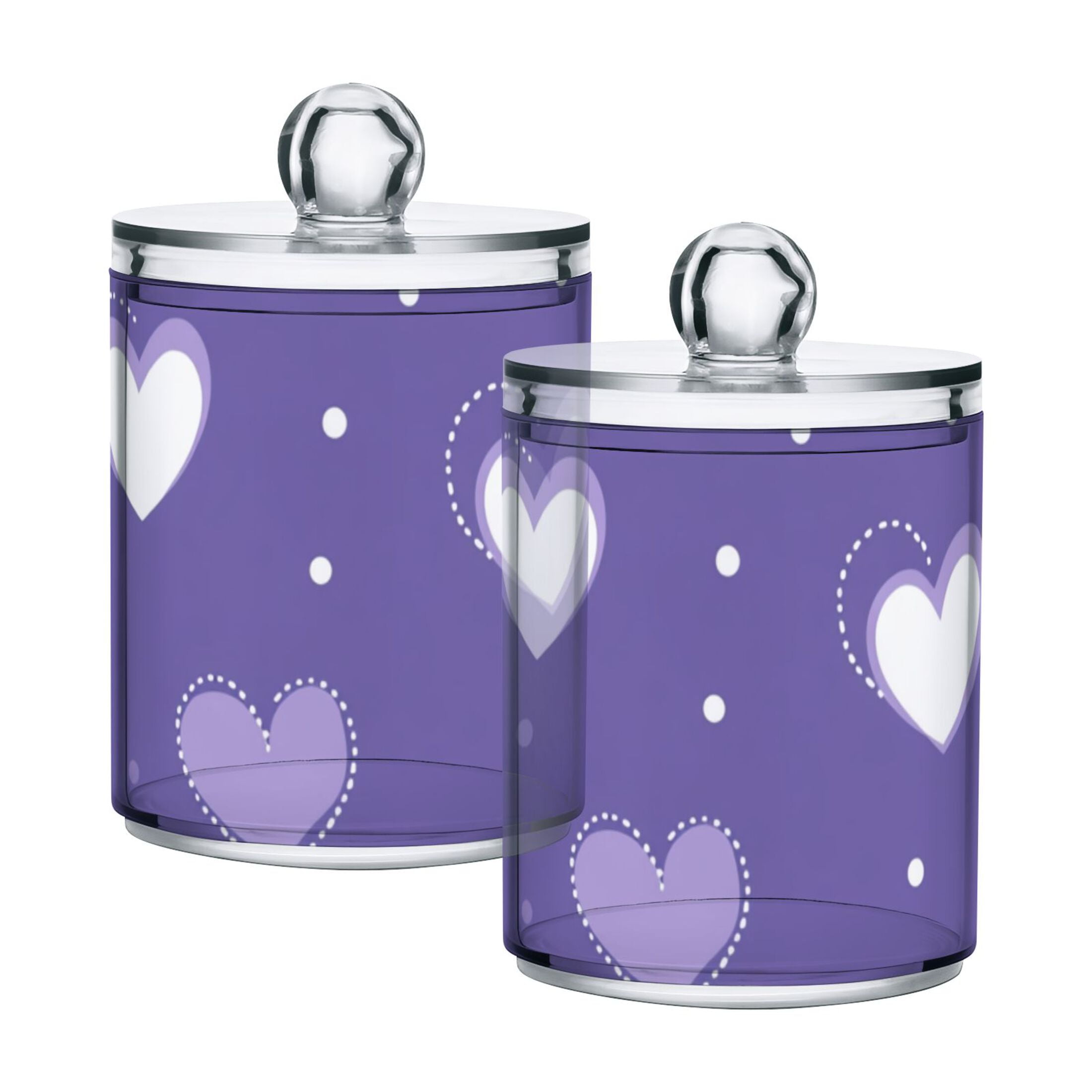 Purple Doodle Hearts and Dots Translucent Plastic Cans Storage ...
