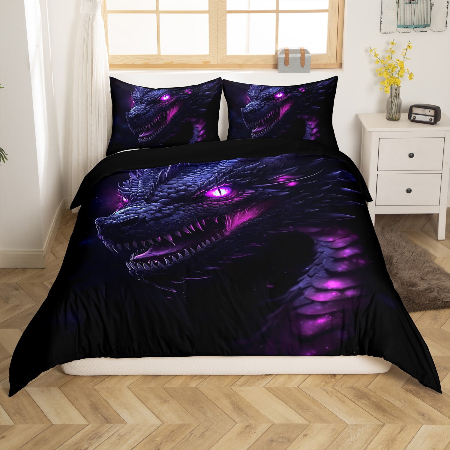 Purple Dragon Comforter Cover Queen Size Magical Animlas Bedding Set ...
