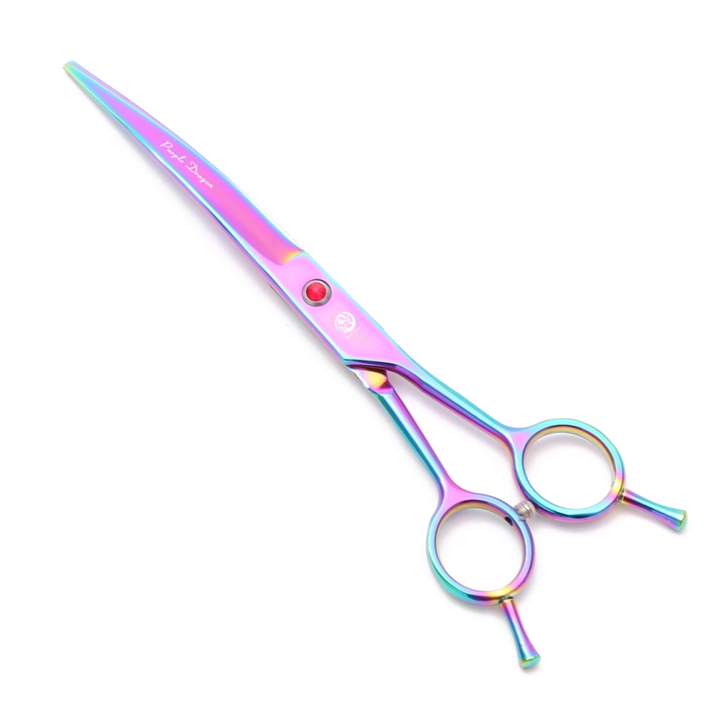 Purple Dragon Dog Grooming Scissors 6.5" 7" Stainless Up Curved ...