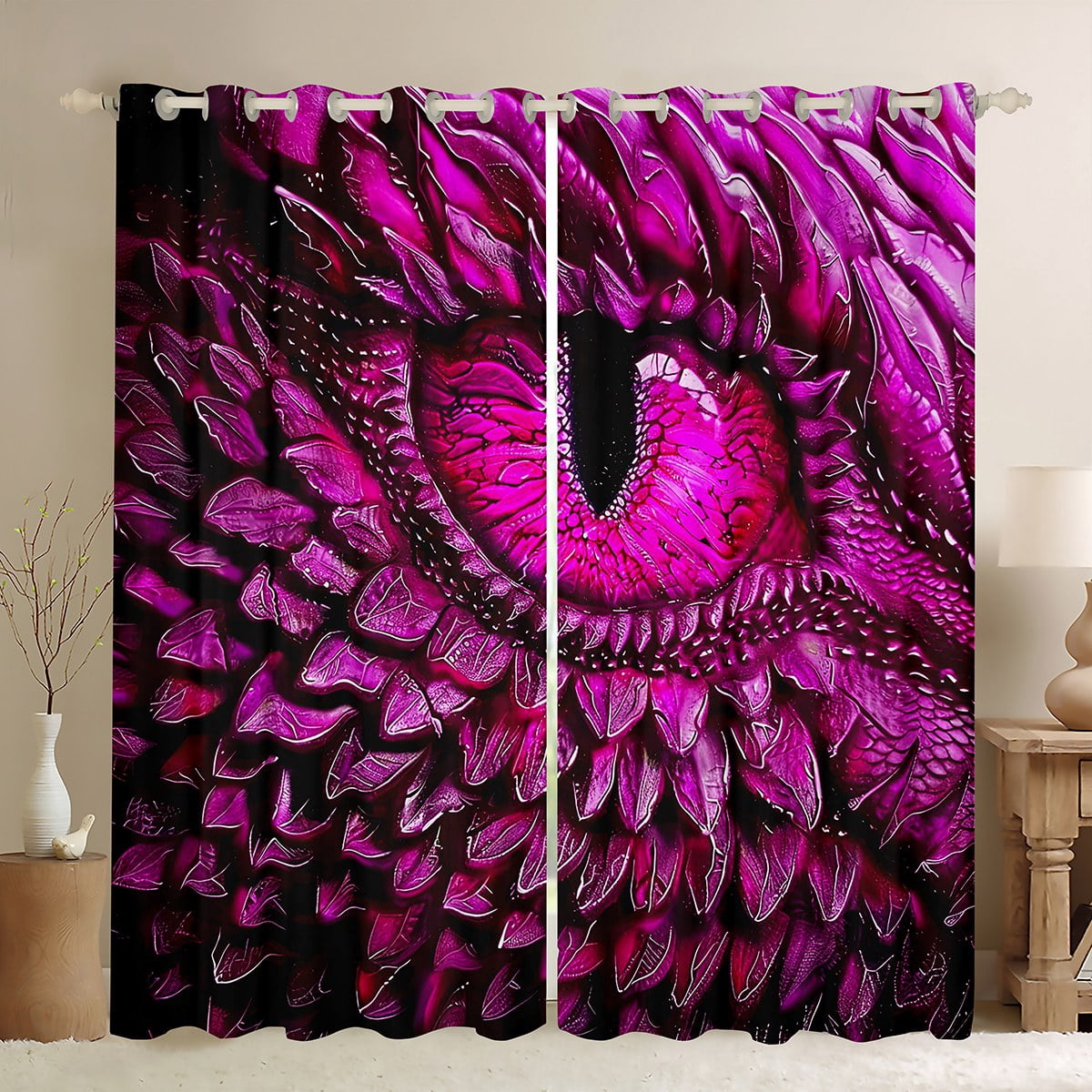 Purple Dragon Eye 2 Panels 42"Wx84"L Curtains & Drapes,Antique 3D ...