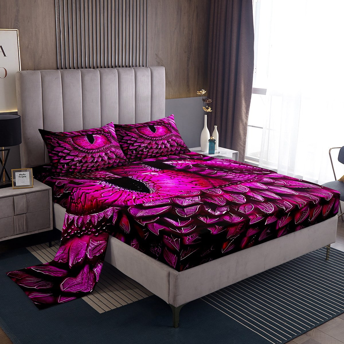 Purple Dragon Eye Bed Sheets Set Vintage 3D Dragon Queen Sheet Set ...