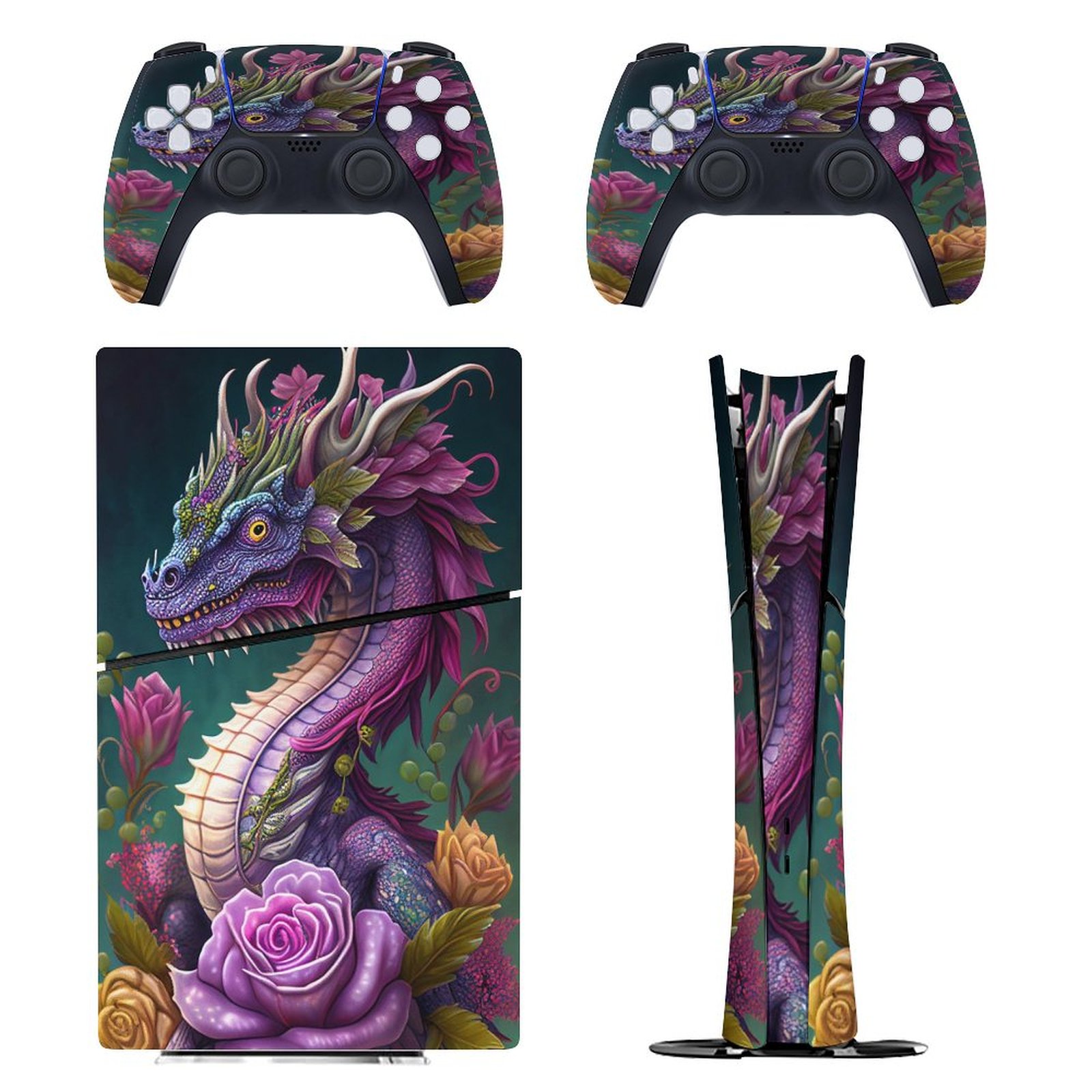 Purple, Dragon PS5/PS5 Slim Digital Disc Skin Sticker For Console And ...