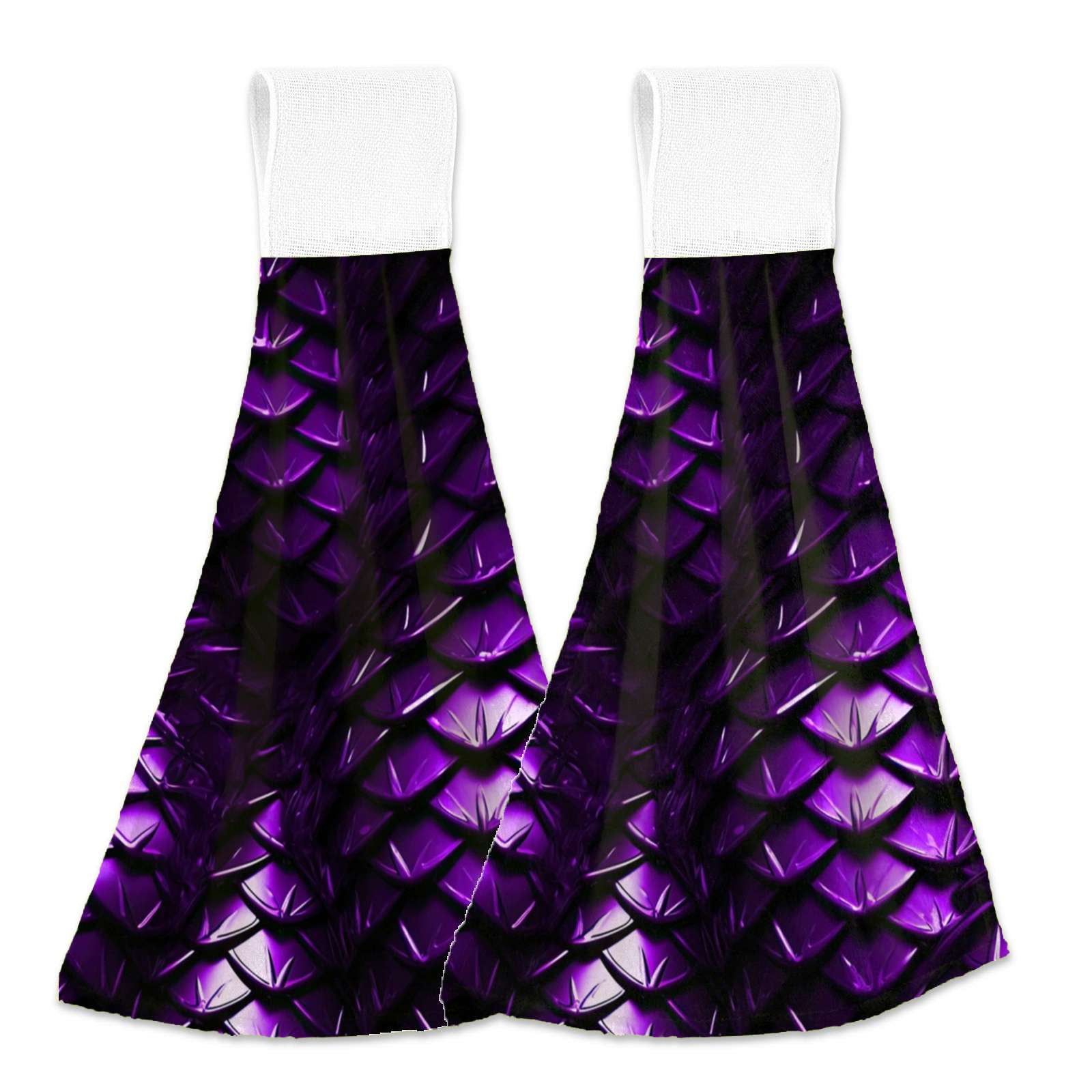 Purple Dragon Scales Hanging Kitchen Hand Towels Sets with Loop Hand ...