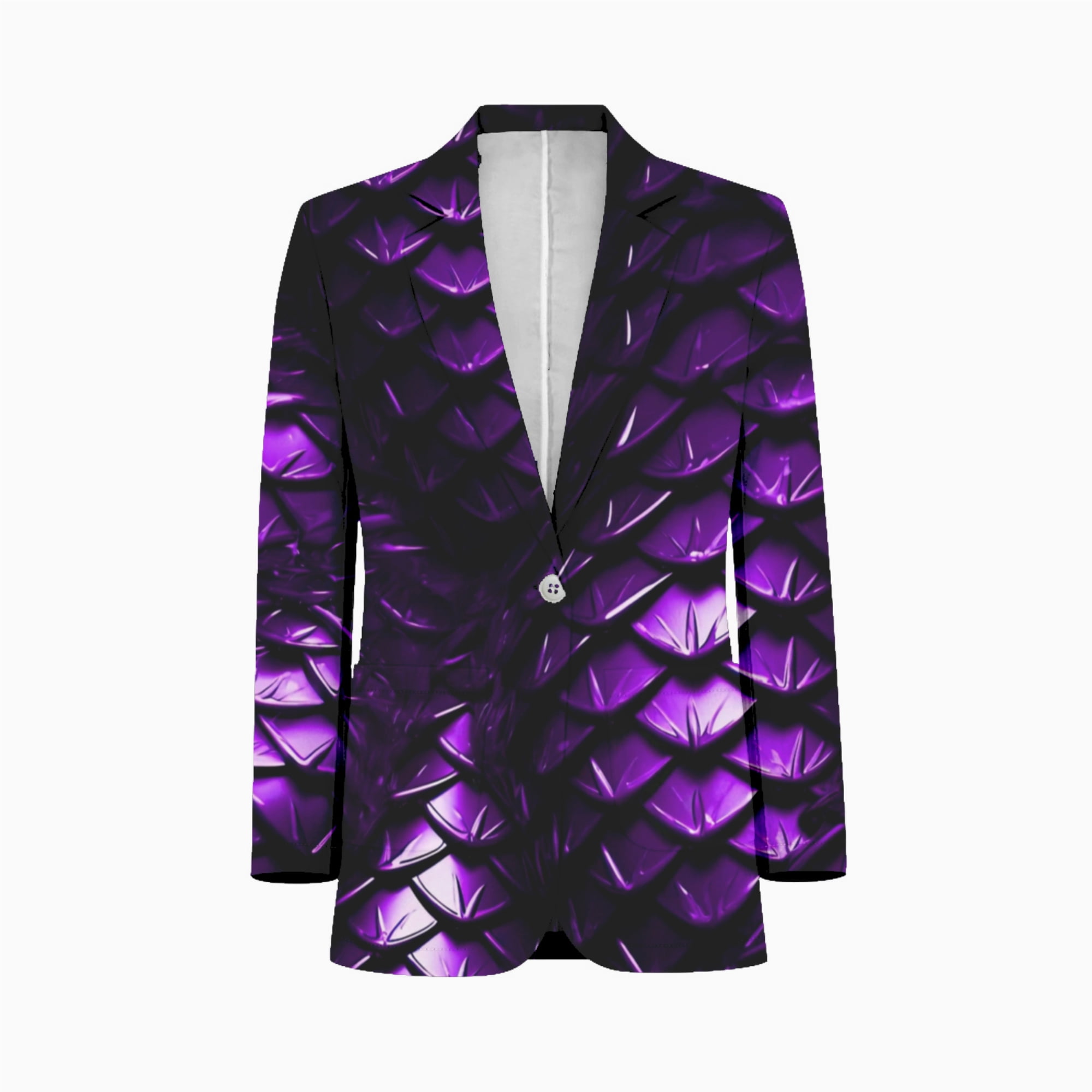 Purple Dragon Scales Mens Suits Shawl Collar Slim Fit Suit Mens Groom ...