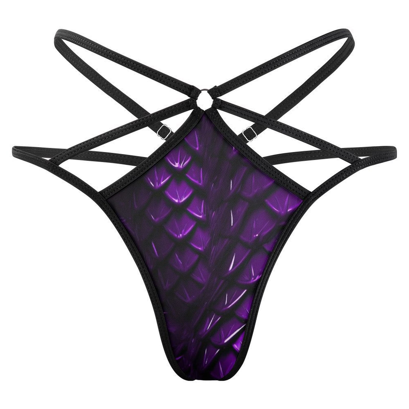 Purple Dragon Scales Open Type Women's Panties Crotch Opening G-strings Thongs Lingeries ...