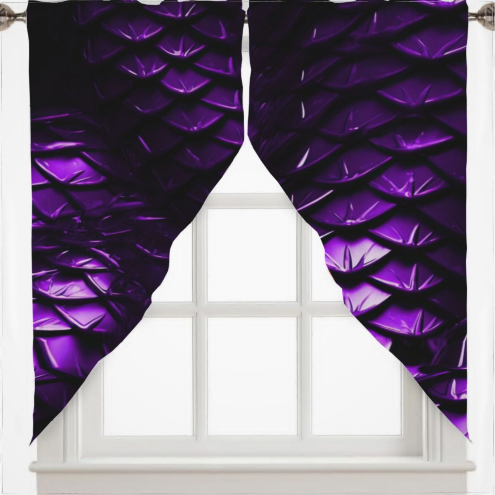 Purple Dragon Scales Swag Valances For Windows 2 Pack For Kitchen ...