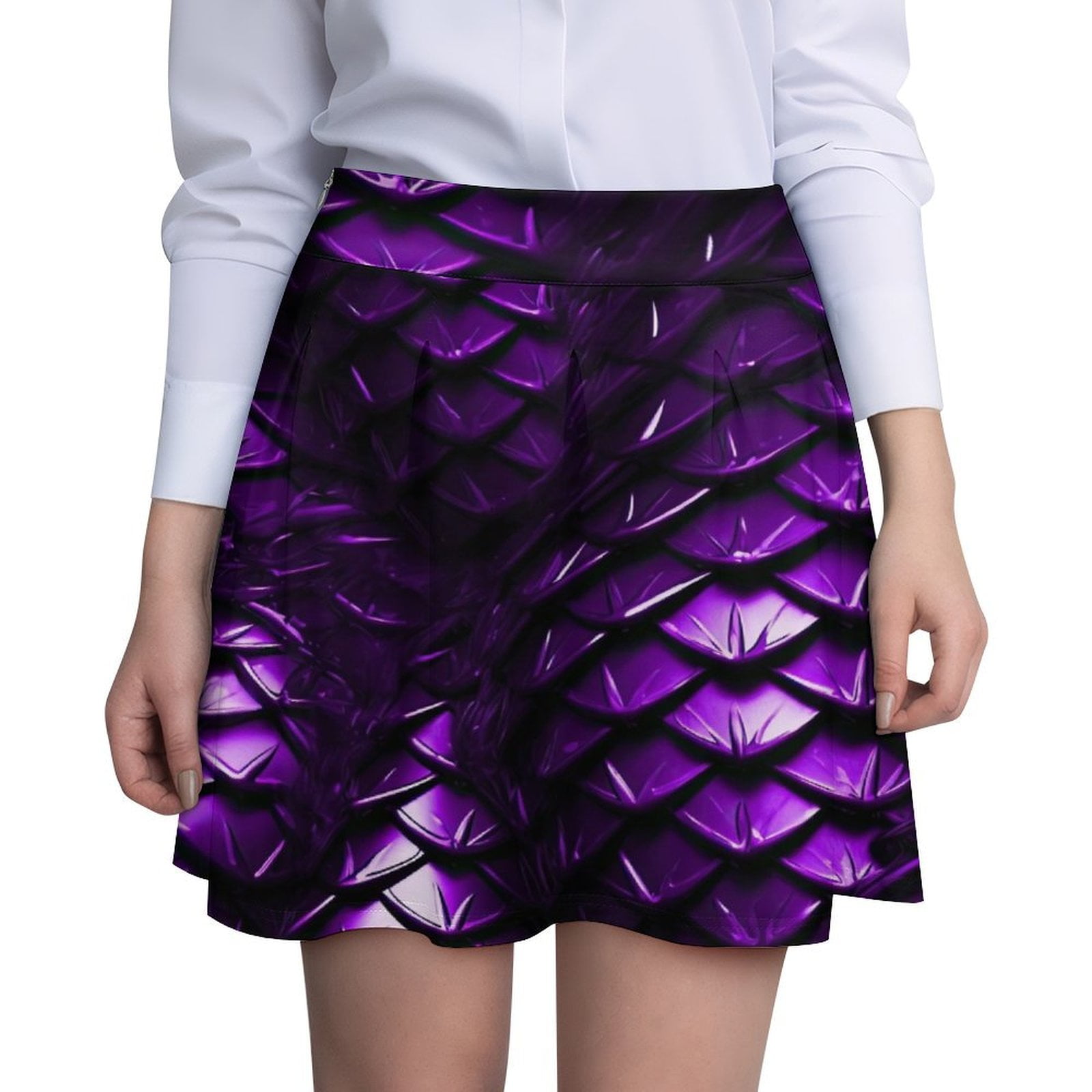 Purple Dragon Scales Women's Casual Mini Skirt Invisible Zipper Summer ...