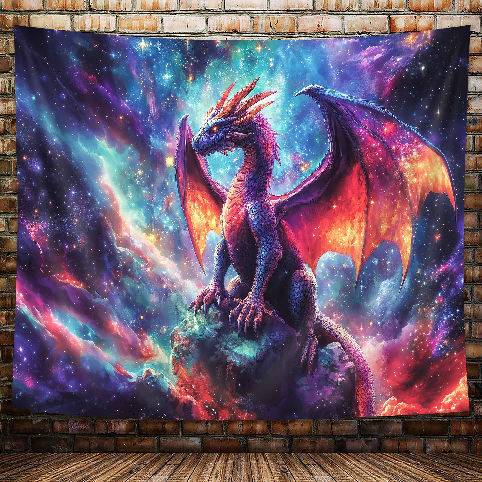 Purple Dragon Tapestry, Gothic Medieval Fantasy Animals Cool Dragon ...
