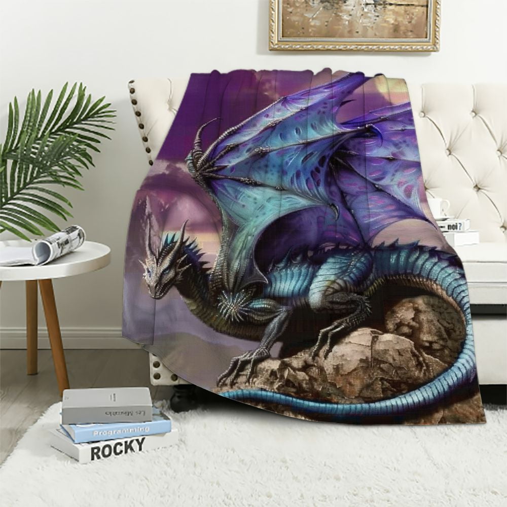 Purple Dragon Throw Blanket Warm Ultra-Soft Micro Blanket for Bed Couch ...