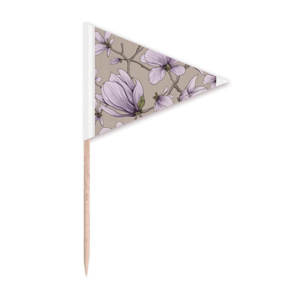 Purple Drawing Art Flower Toothpick Triangle Cupcake Toppers Flag ...