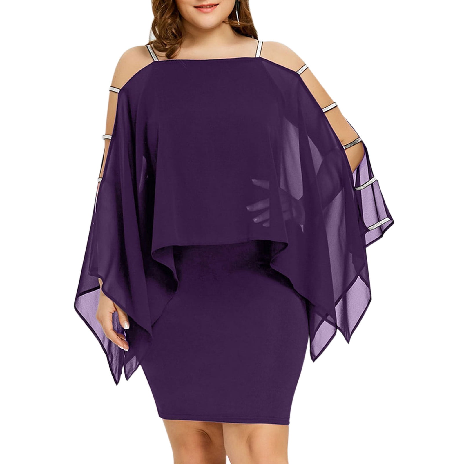 Purple Dresses Women Plus Size Wedding Guest Lace Swing Dress Retro ...